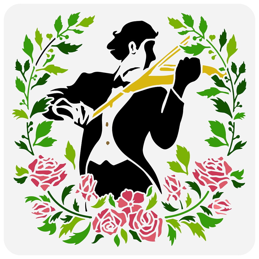 French Elysees Violin Painting Stencil 11.8x11.8inch Violin Performance ...