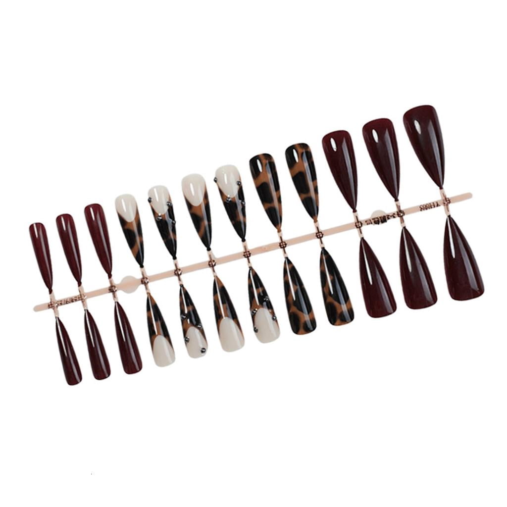 French Fake Nail Leopard Designs False Nail,Artificial Nail Glues on ...