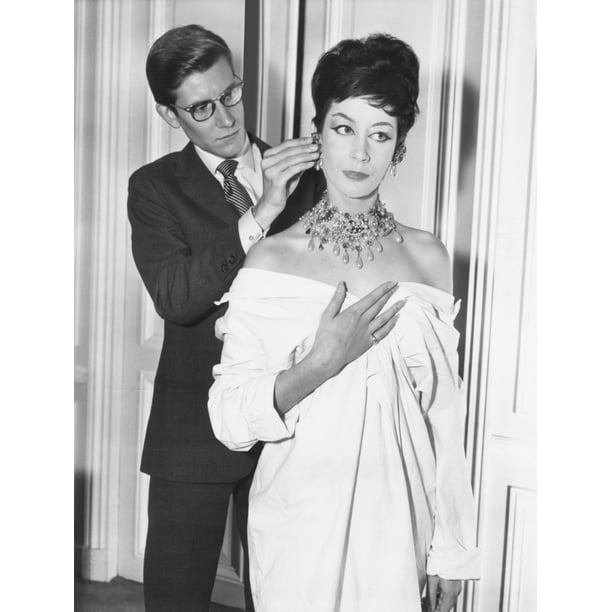 French Fashion Designer Yves Saint Laurent Putting Earing On Model. Jan ...