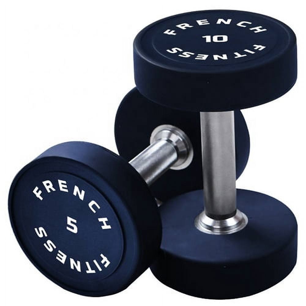French Fitness Urethane Round Pro Style Dumbbell Set, 5-100 lbs (New ...