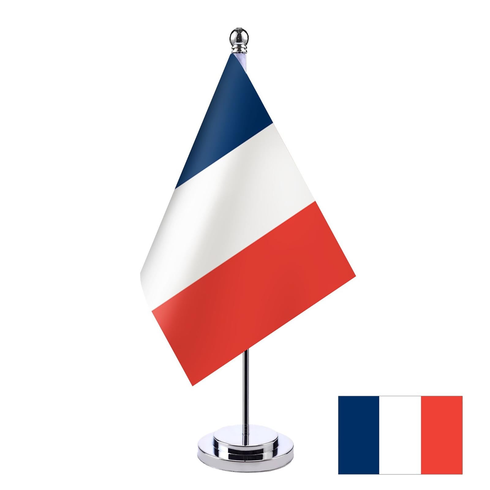 French Flag Table Flag Stand Desktop Flag Ornaments Indoor Single Pole ...