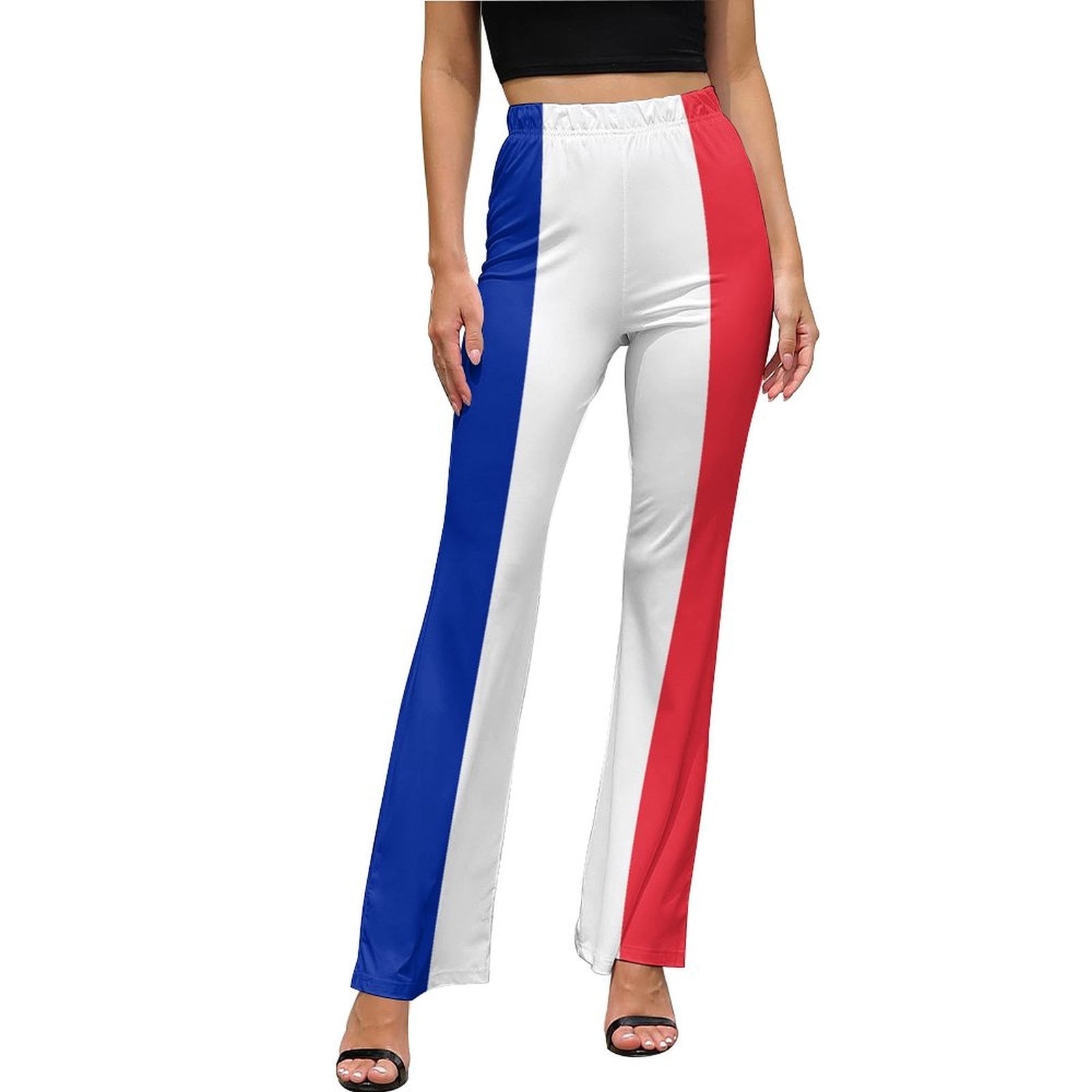 French Flags (France) High Waisted Casual Flared Trousers Summer Home ...