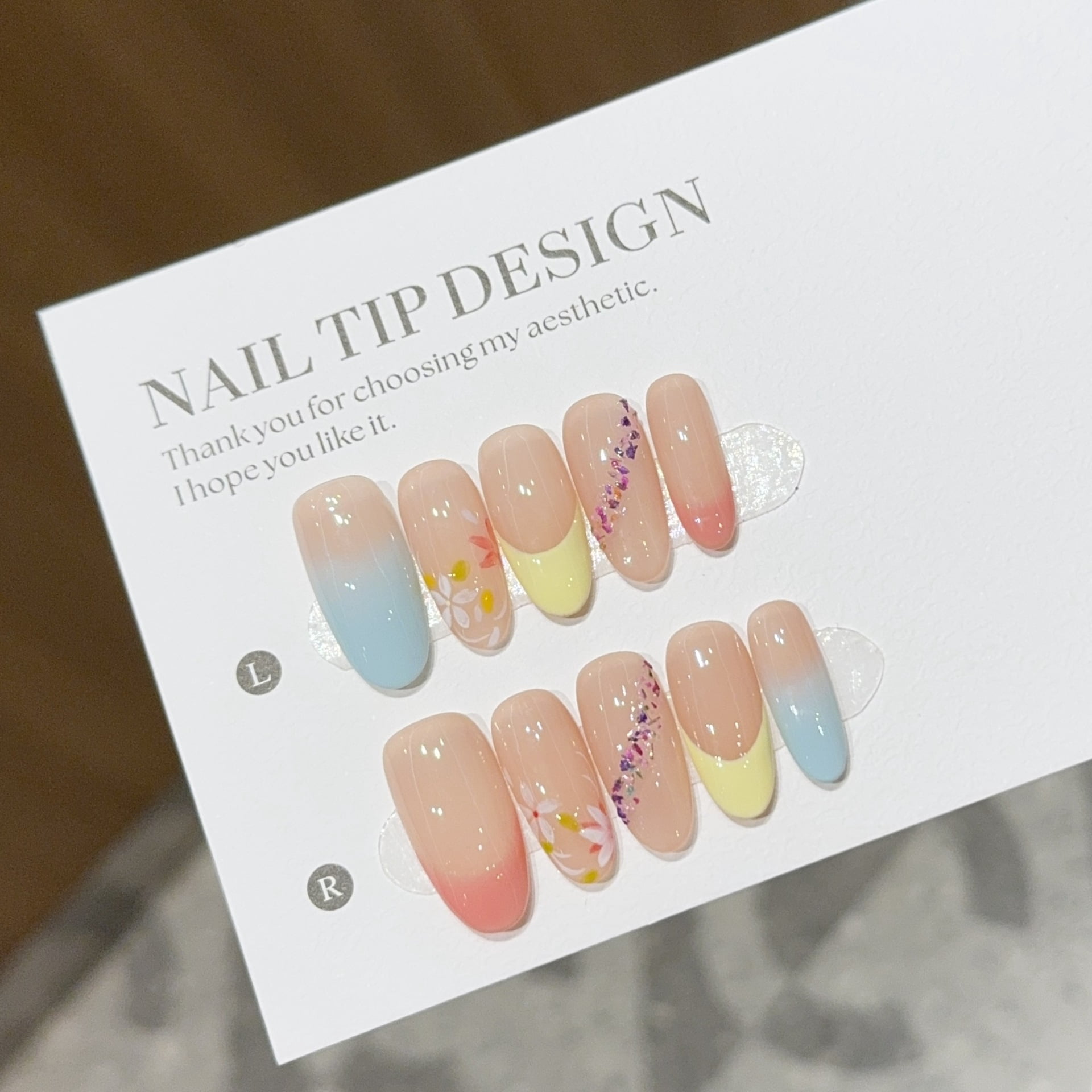 [French Flowers] [x] Dopamine Cat's Eye Pure Handmade Wearing Nail ...