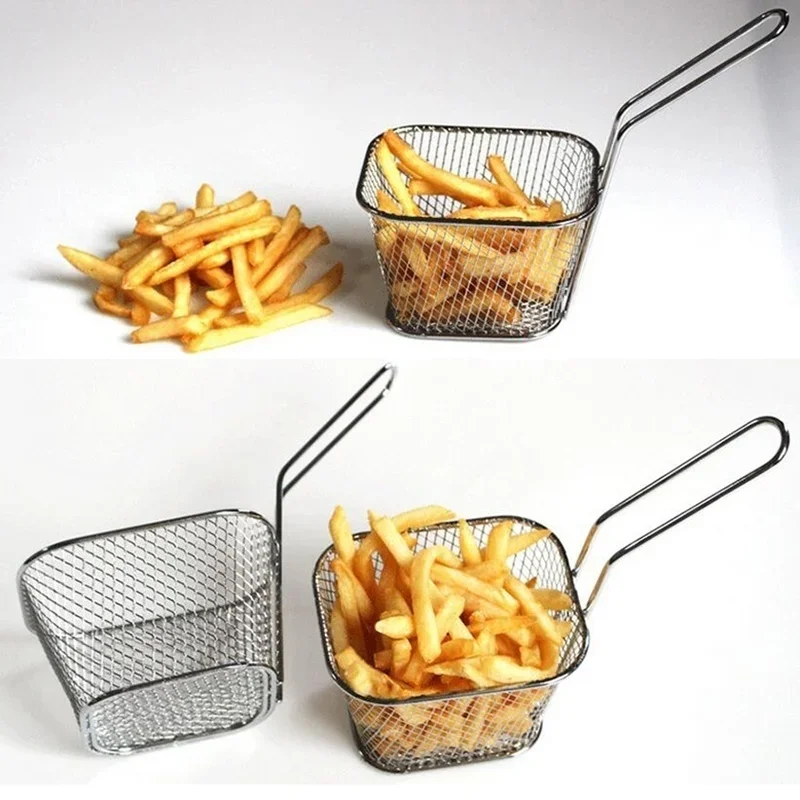 French Fries Basket Portable Stainless Steel Chips Mini Frying Basket ...