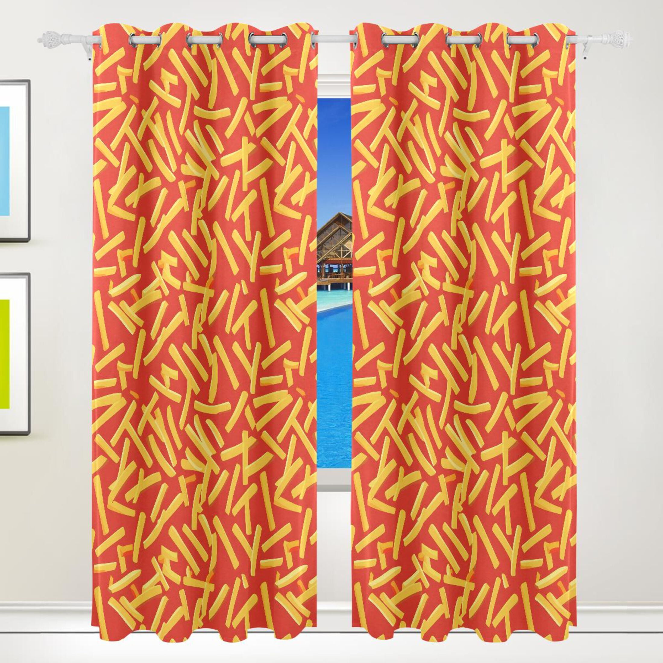 French Fries Blackout Curtains 84 inch Length 2 Panels Grommet Drapes ...