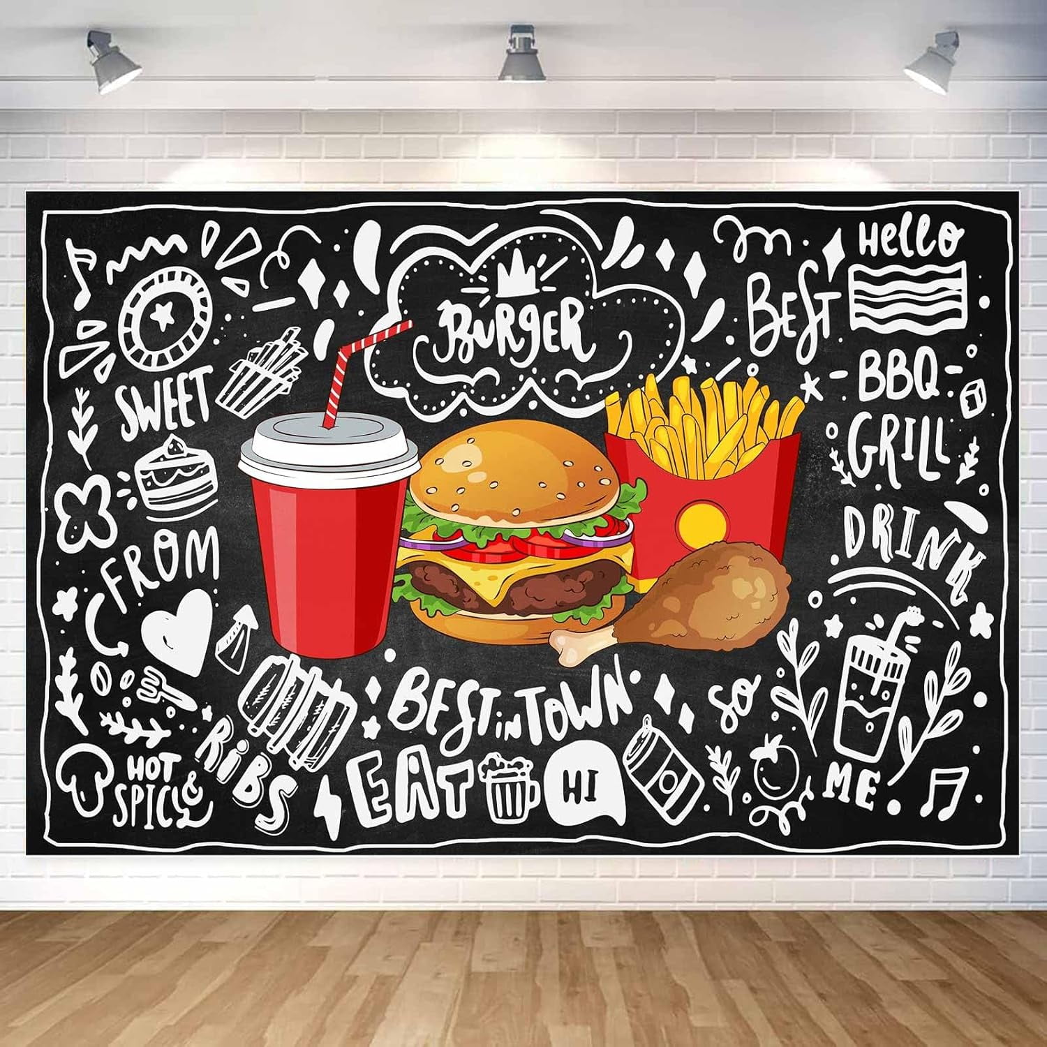 French Fries Burger Photo Backdrop Photography Background Fast Food ...