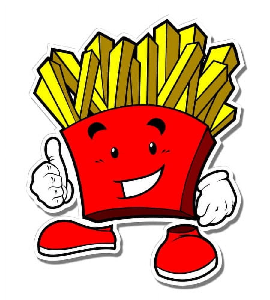 French Fries Cartoon - 3" Vinyl Sticker - For Car Laptop I-Pad Phone ...
