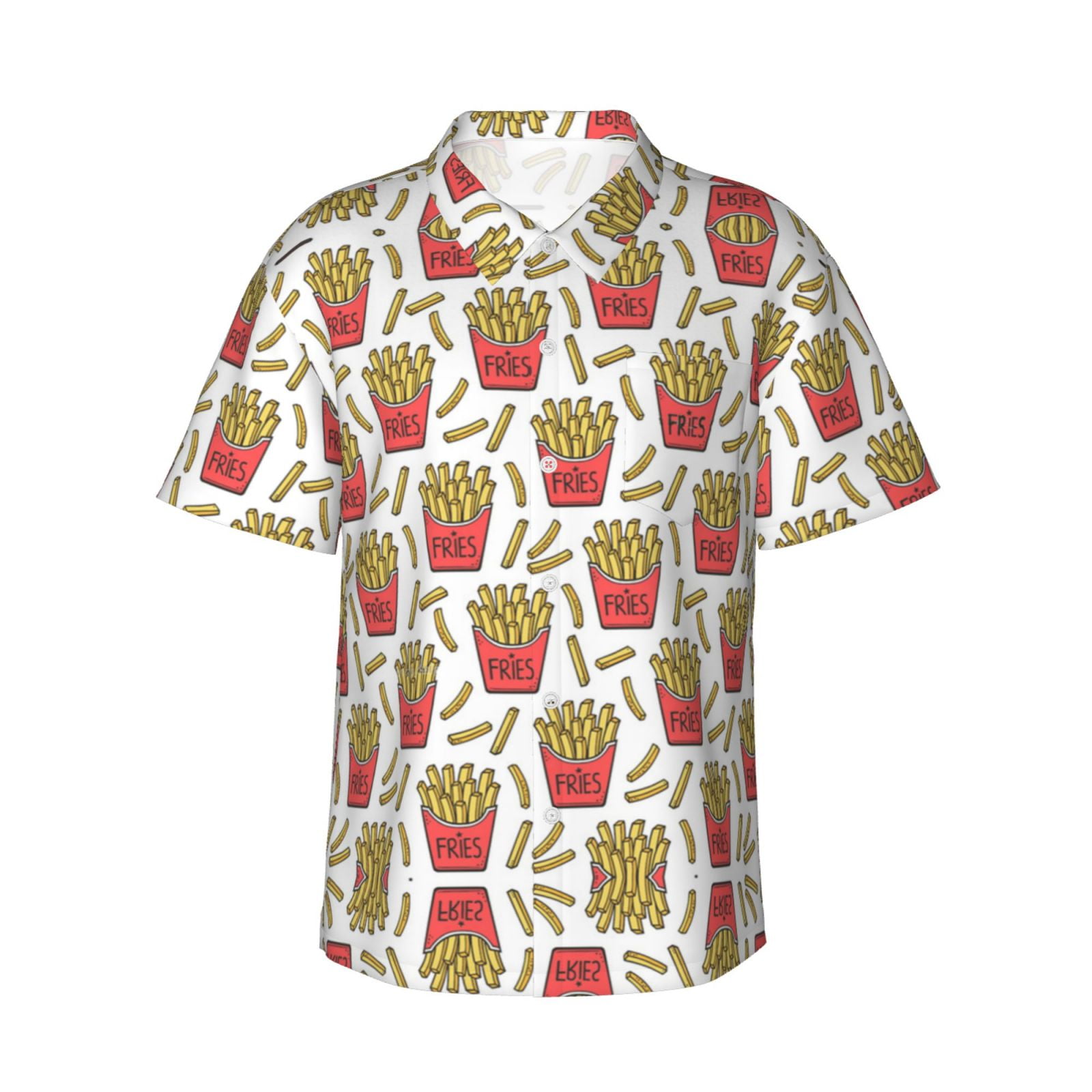 French Fries Fast Food Hawaiian Shirts For Men, Summer Short-Sleeve ...