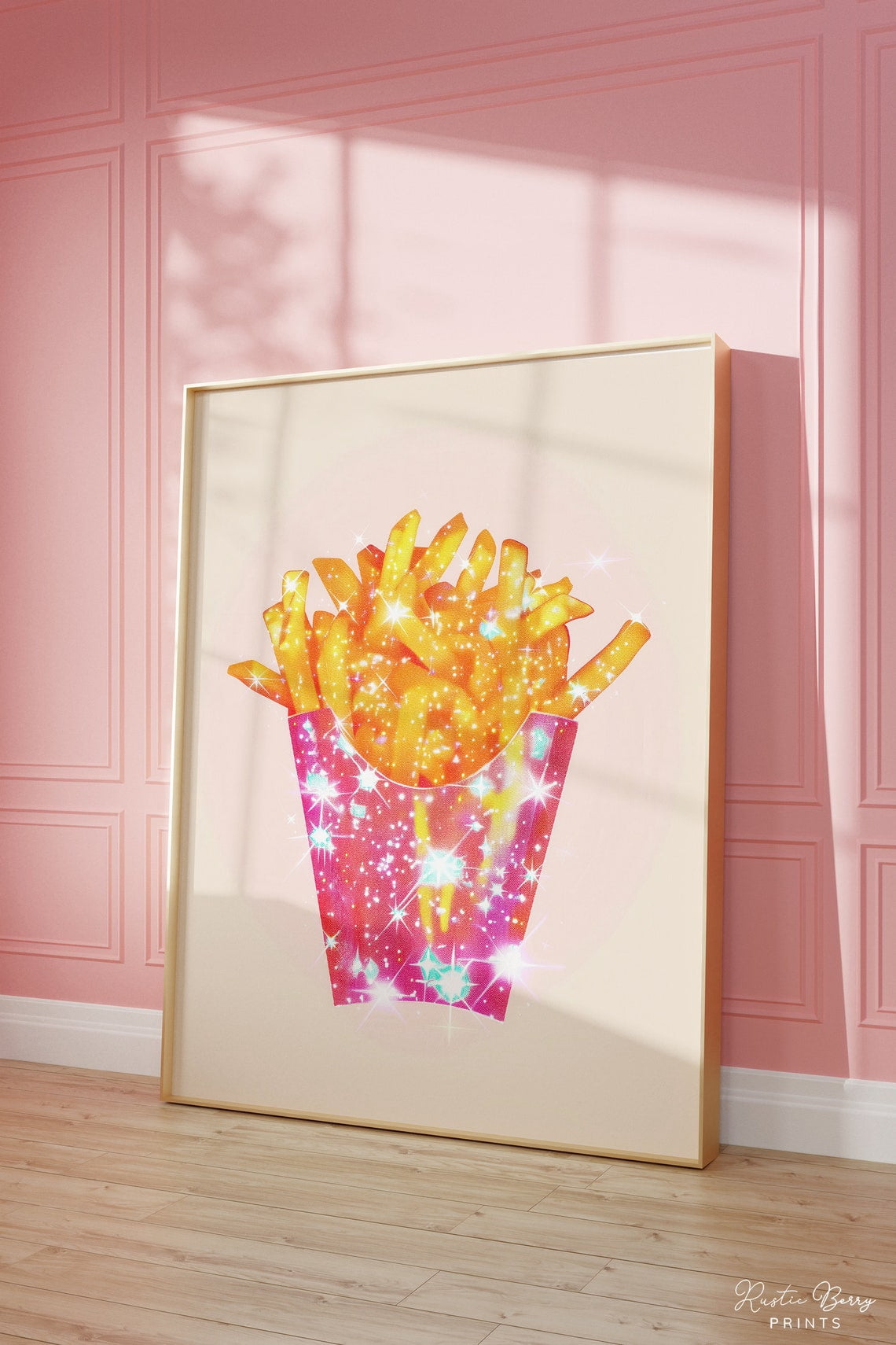 French Fries Glam Art Print Wall Art Poster Preppy Trendy Sparkles ...