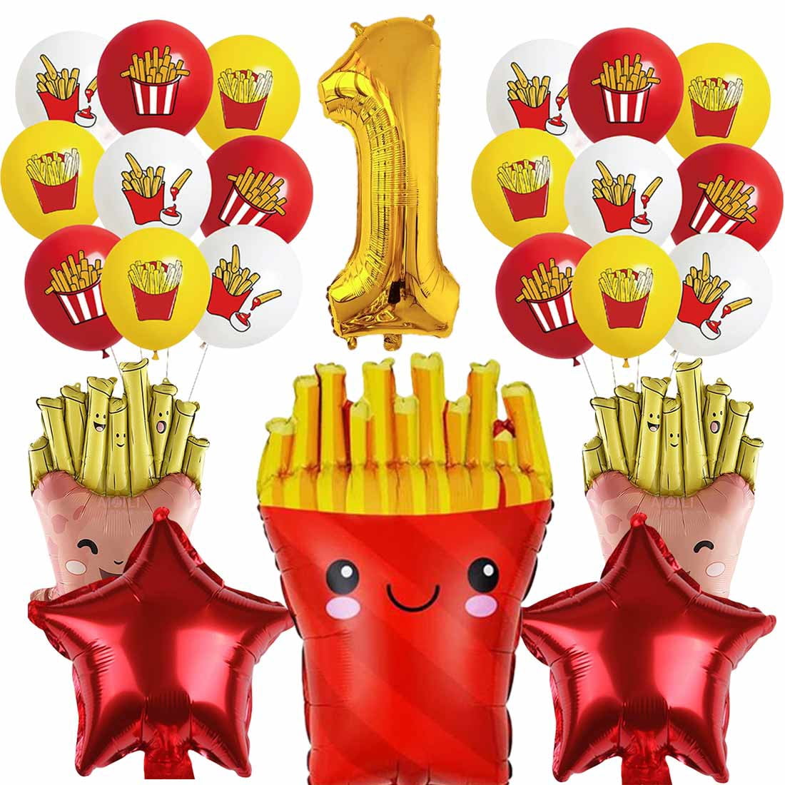 French Fries Junk Food Balloons Party Supplies 1st Big Number ...