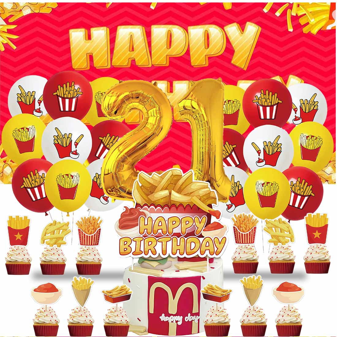 French Fries Junk Food Balloons Party Supplies 21th Decor Tableware ...
