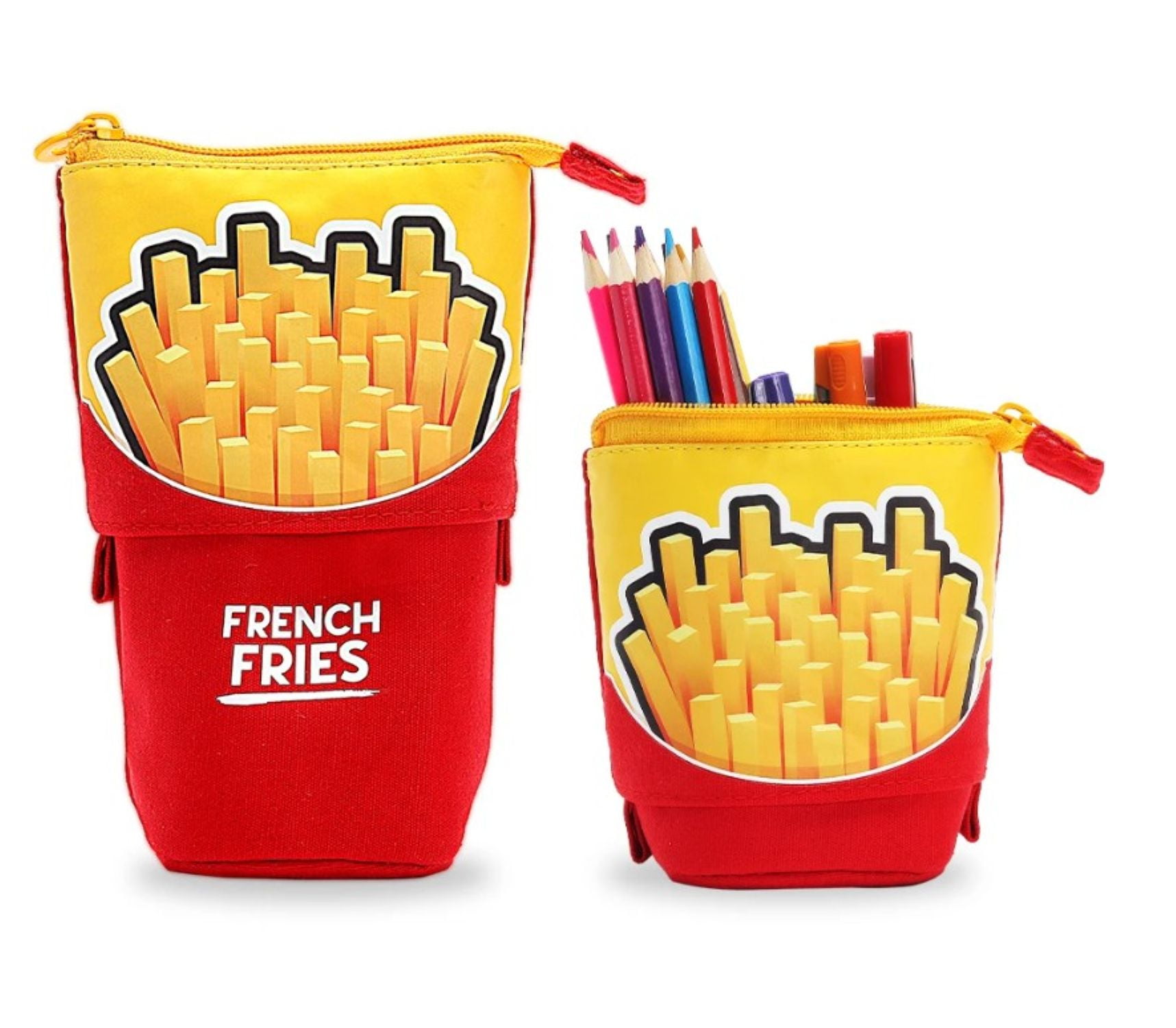 French Fries Pencil Case – Telescopic Zipper Pouch & Pen Holder – Cute ...