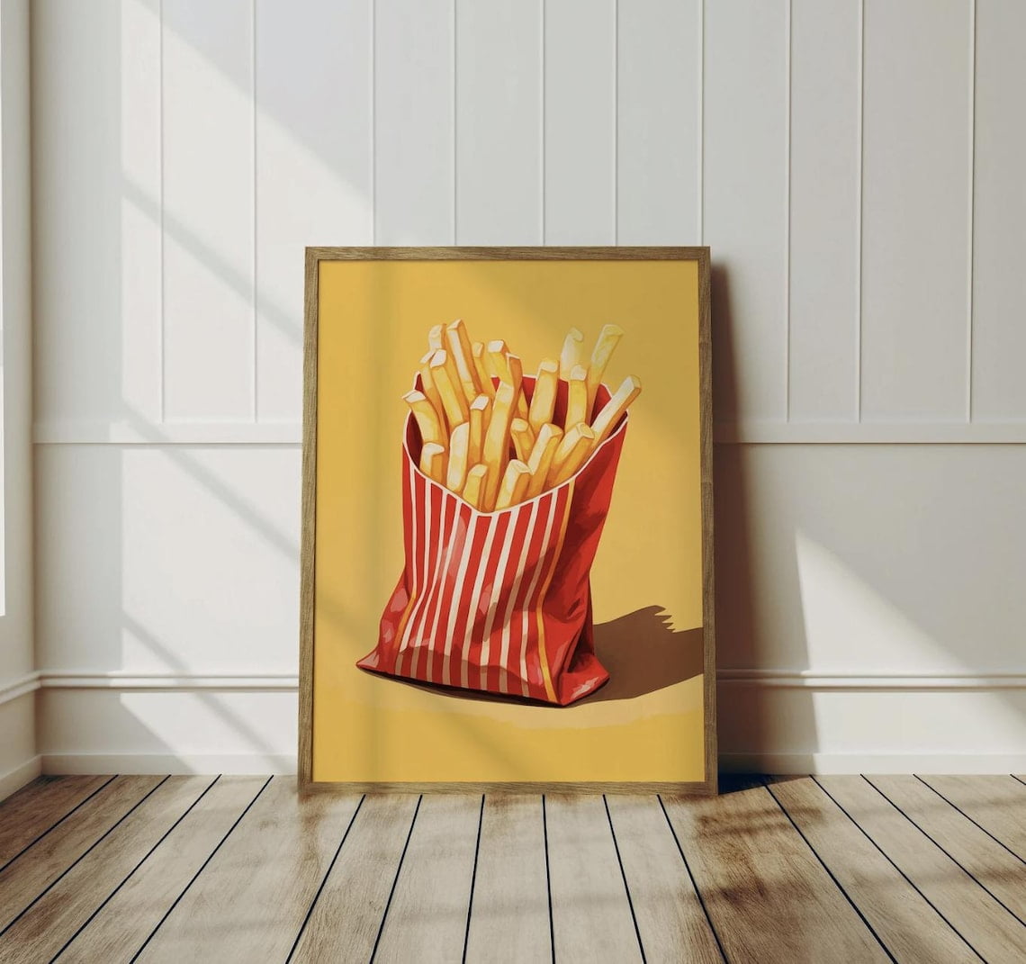 French Fries Poster Retro Kitchen Prints Food Wall Decor Aesthetic ...