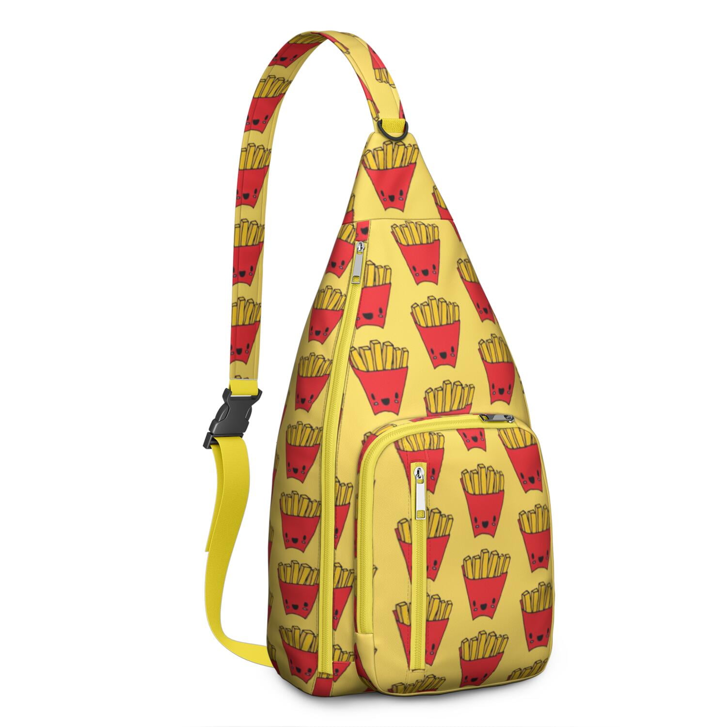 French Fries Sling Backpack – Crispy Fries & Junk Food Print Crossbody ...