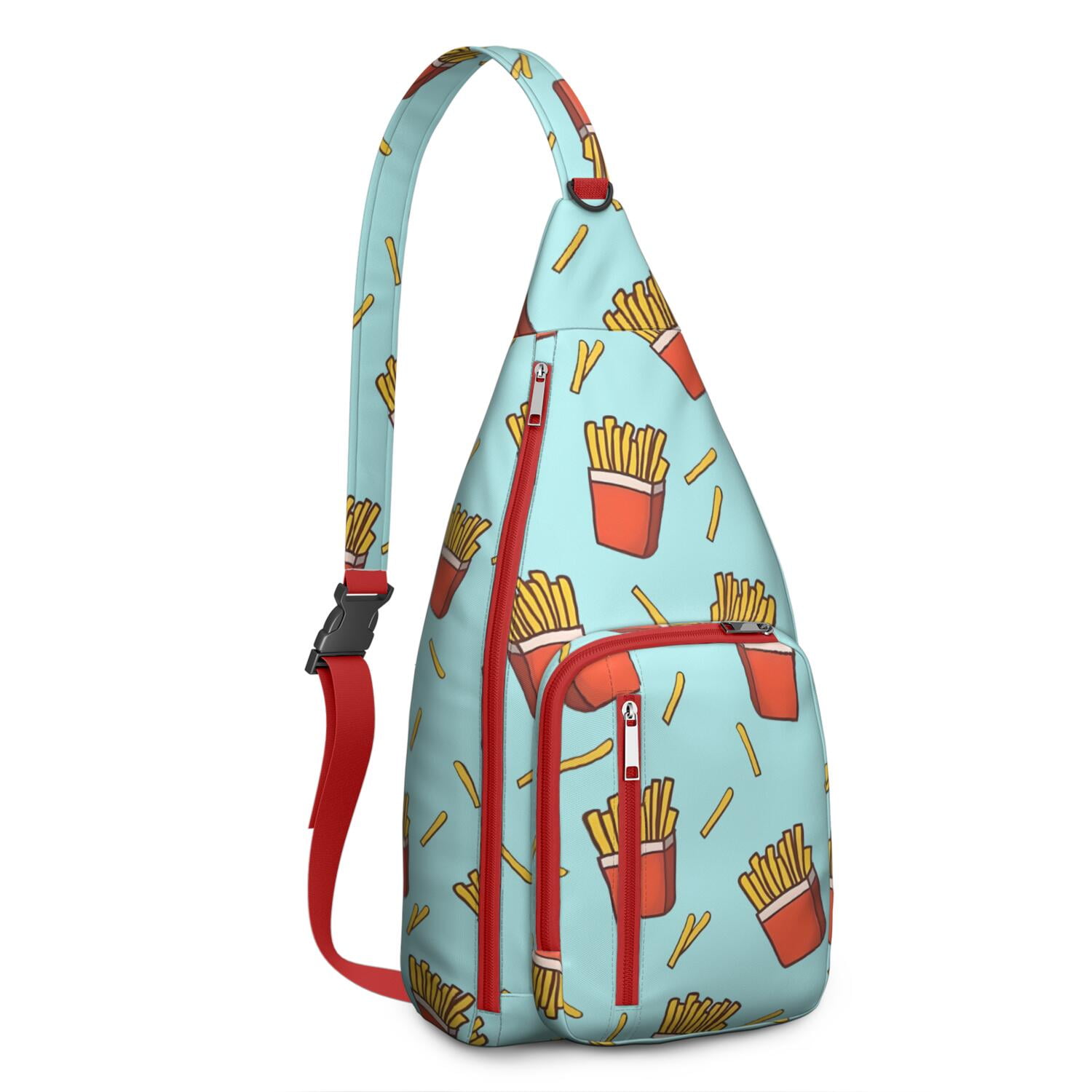 French Fries Sling Backpack – Crispy Fries & Junk Food Print Crossbody ...