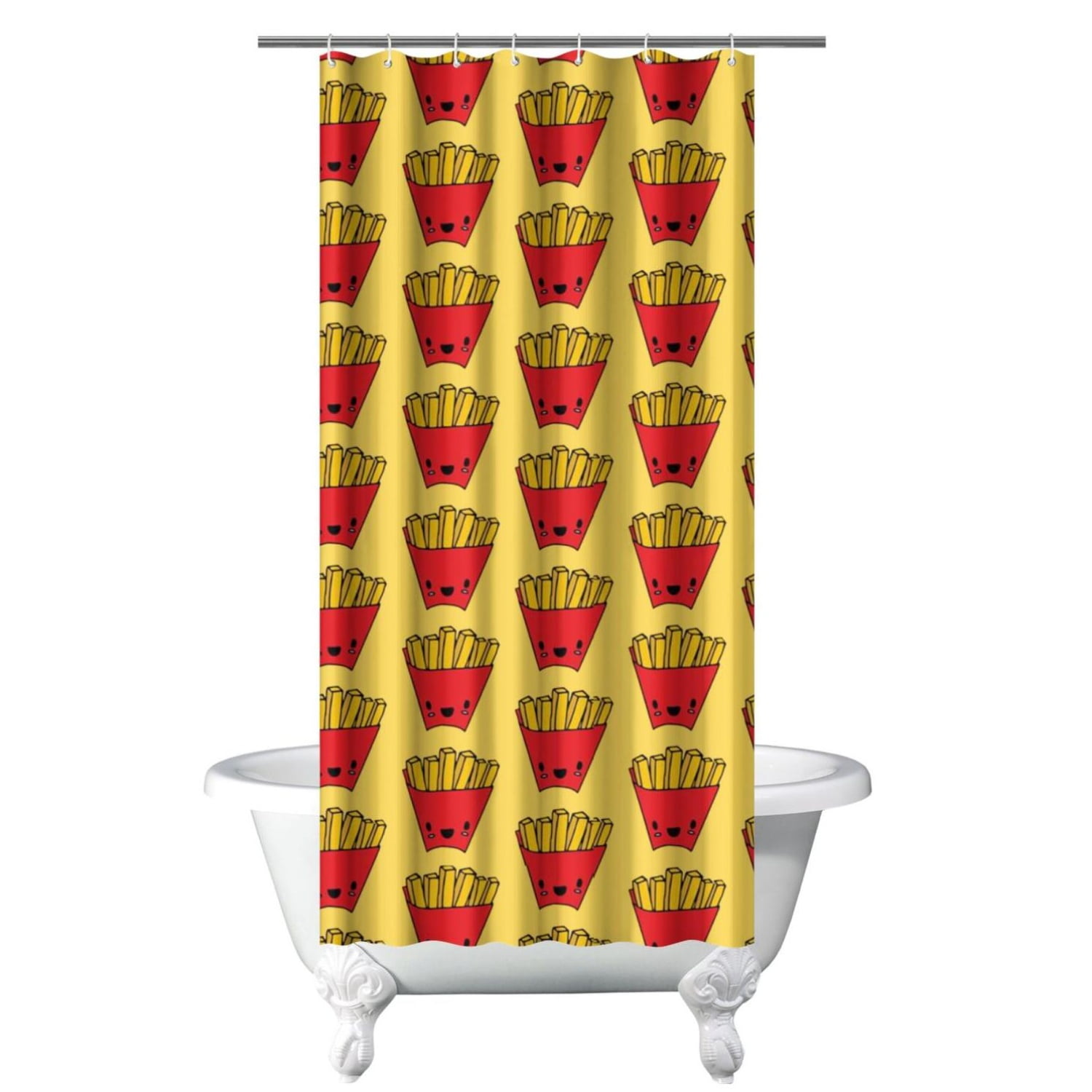 French Fries Themed Waterproof Shower Curtain - Cute & Tasty Potato ...