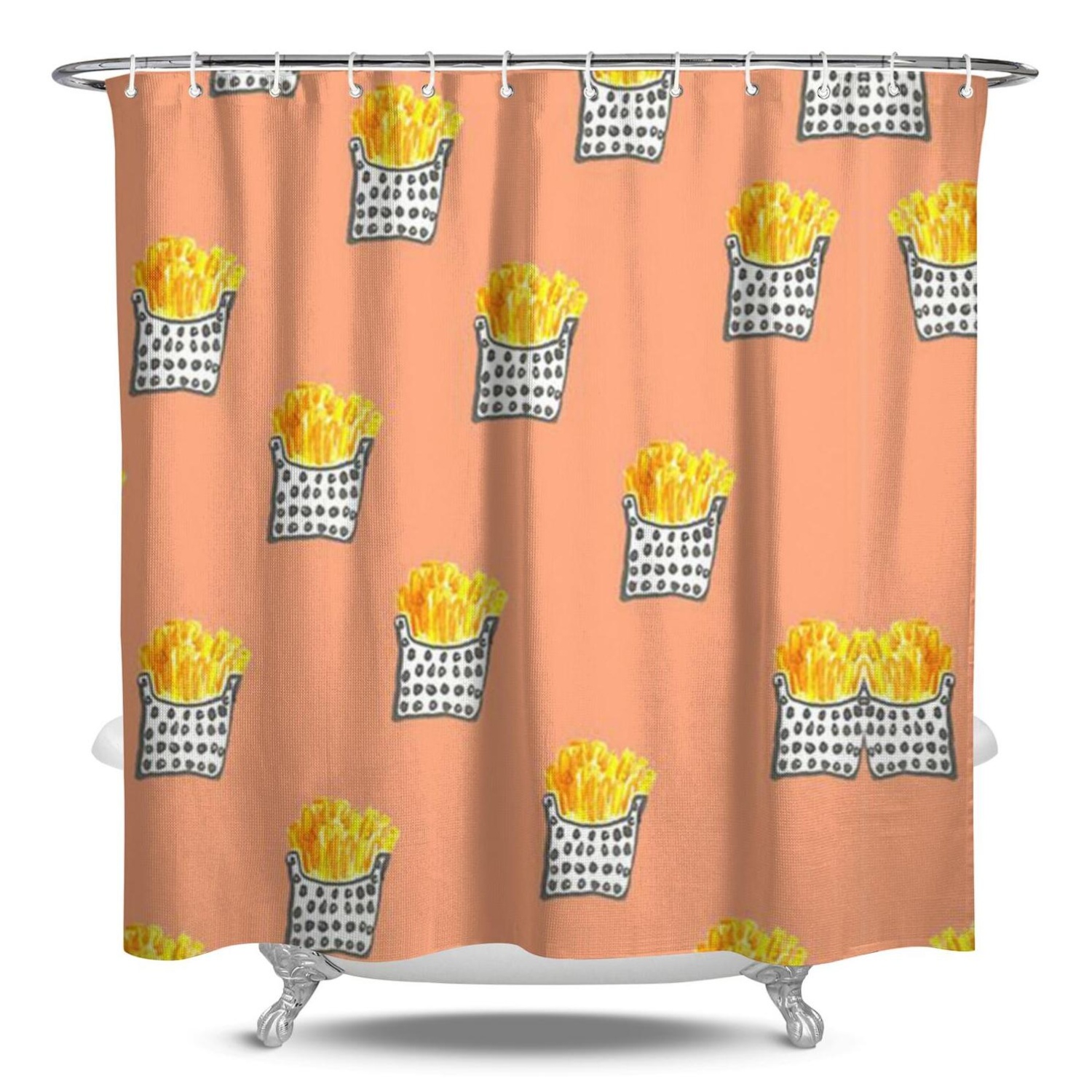 French Fries Themed Waterproof Shower Curtain - Cute & Tasty Potato ...