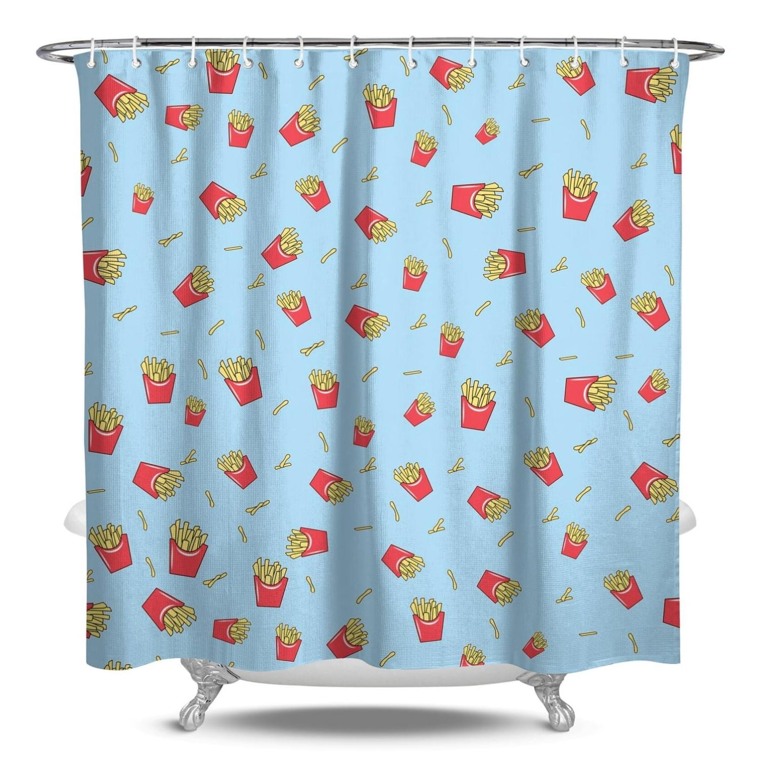 French Fries Themed Waterproof Shower Curtain - Cute & Tasty Potato ...