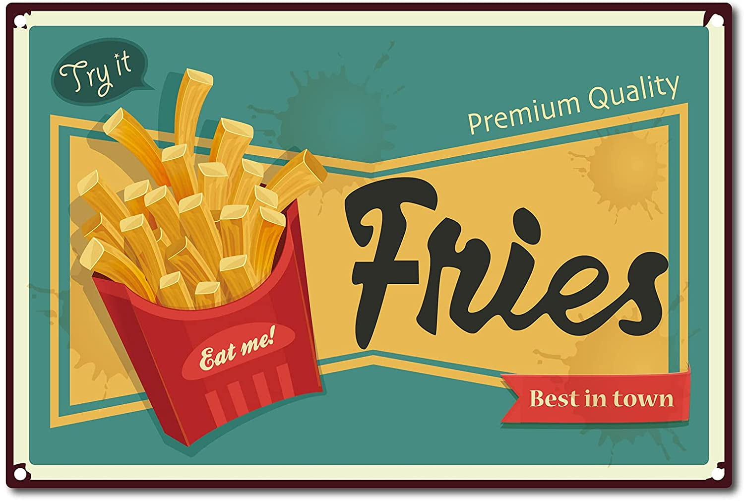 French Fries Tin Sign Metal Food Sign Vintage Funny Sign for Home ...