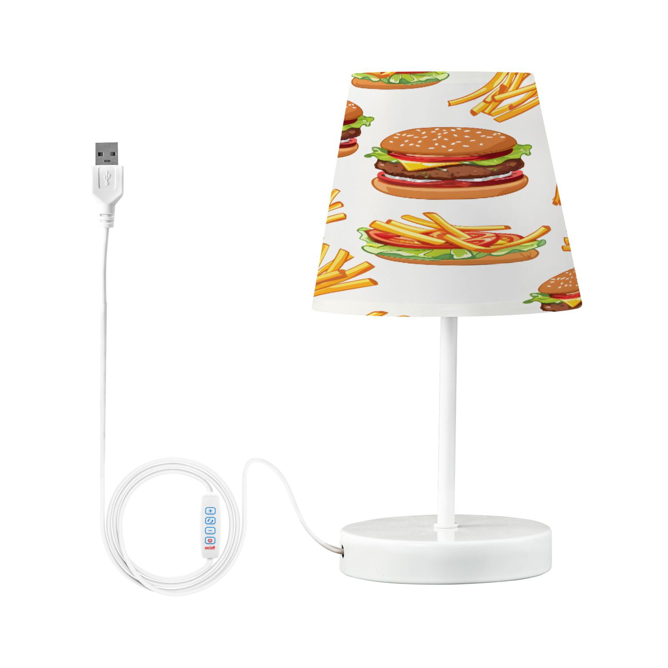 French Fries and Hamburger Desk Lamp LED Table Nightstand Lamps with 3 ...
