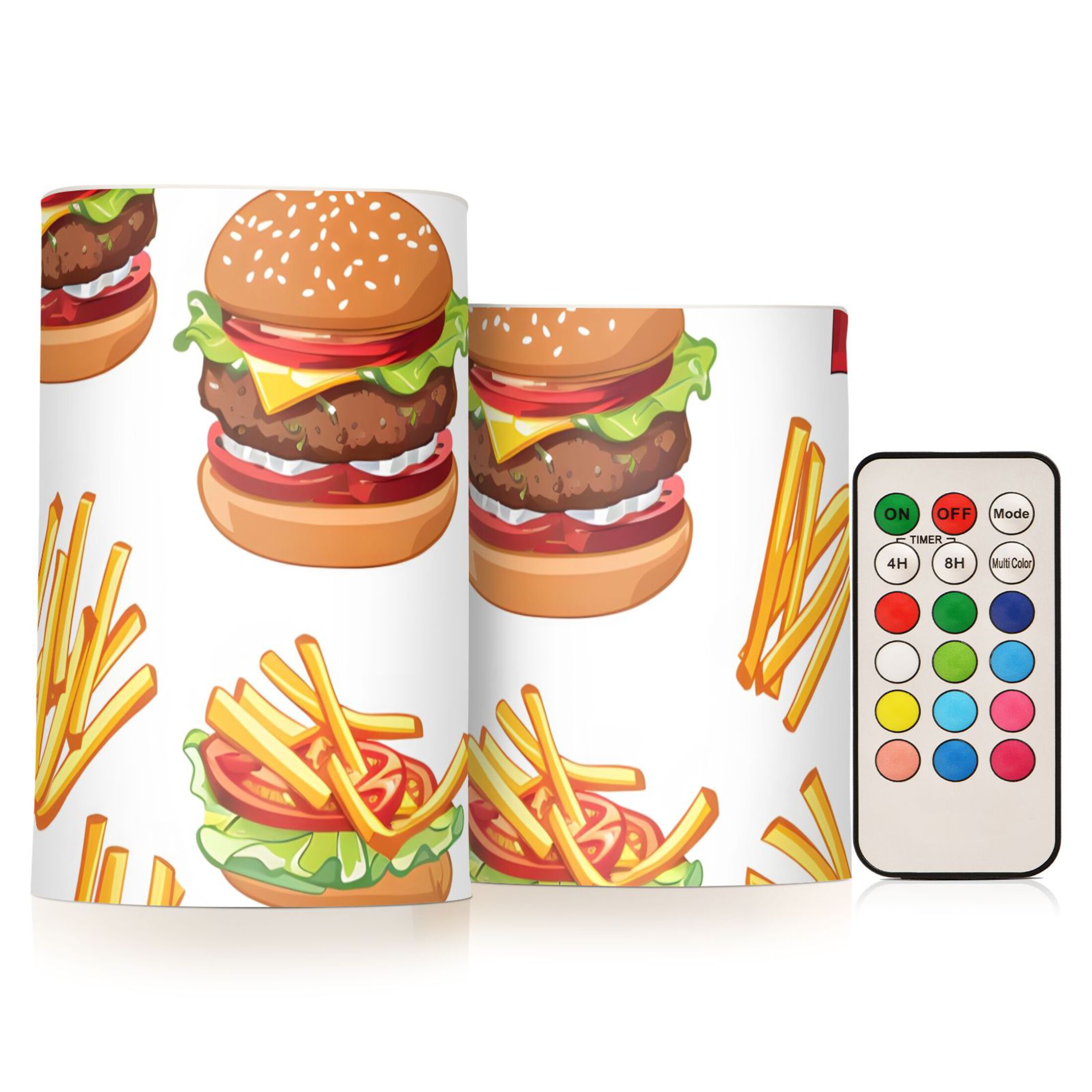 French Fries and Hamburger Flameless Candles with Remote Timer LED ...
