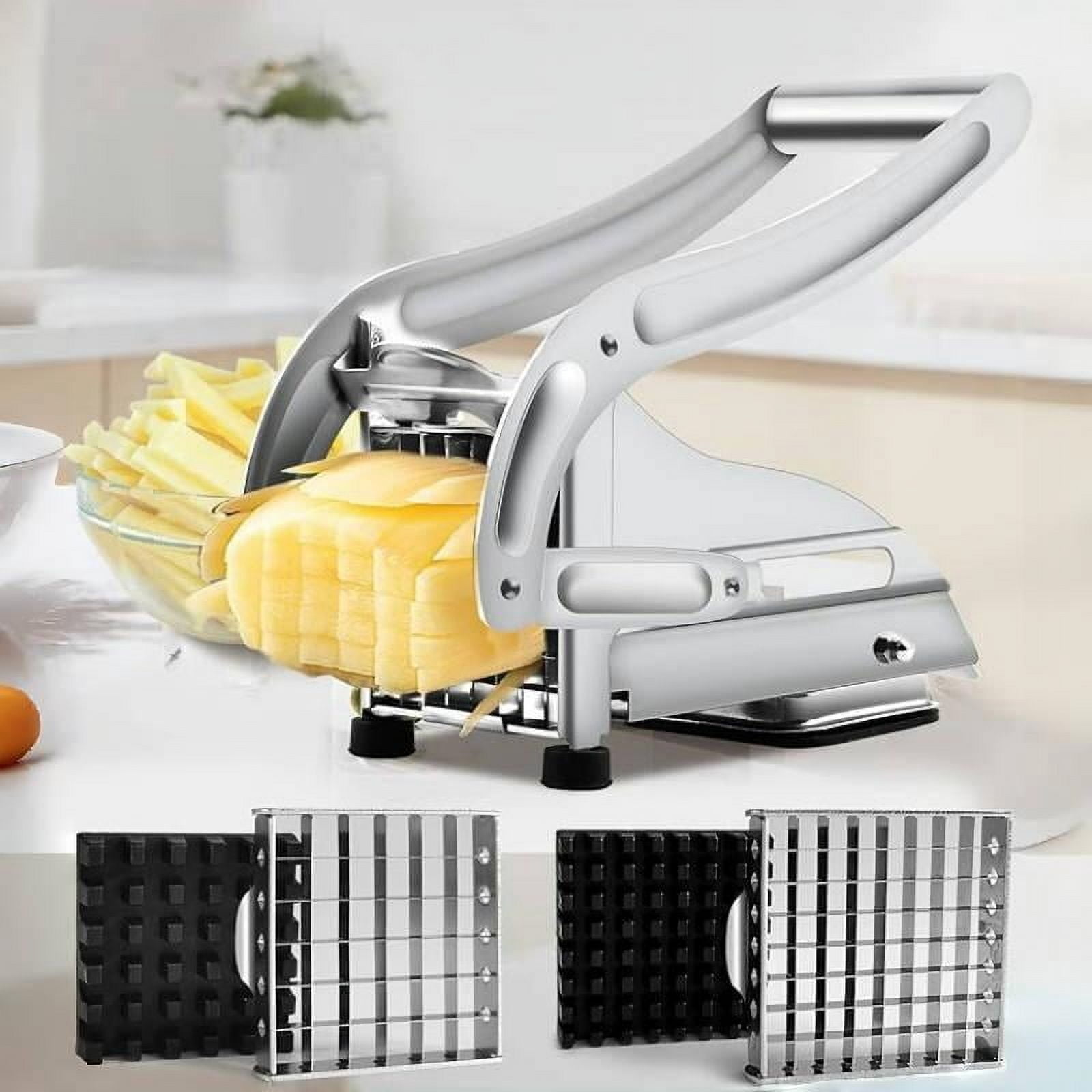 French Fry Cutter with 2 Blades – Professional Stainless Steel Potato ...