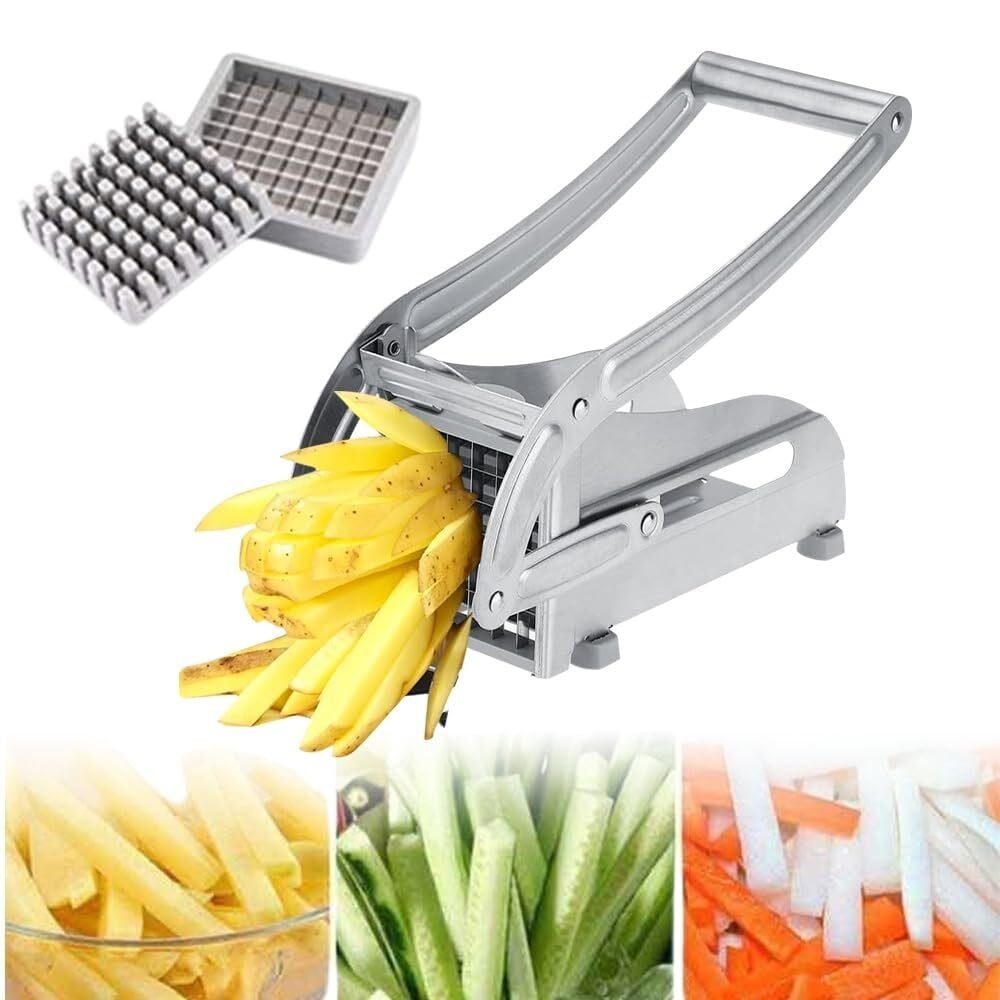 French Fry Cutter, 2025 Stainless Steel Manual Potato Cutter with 1/2 ...