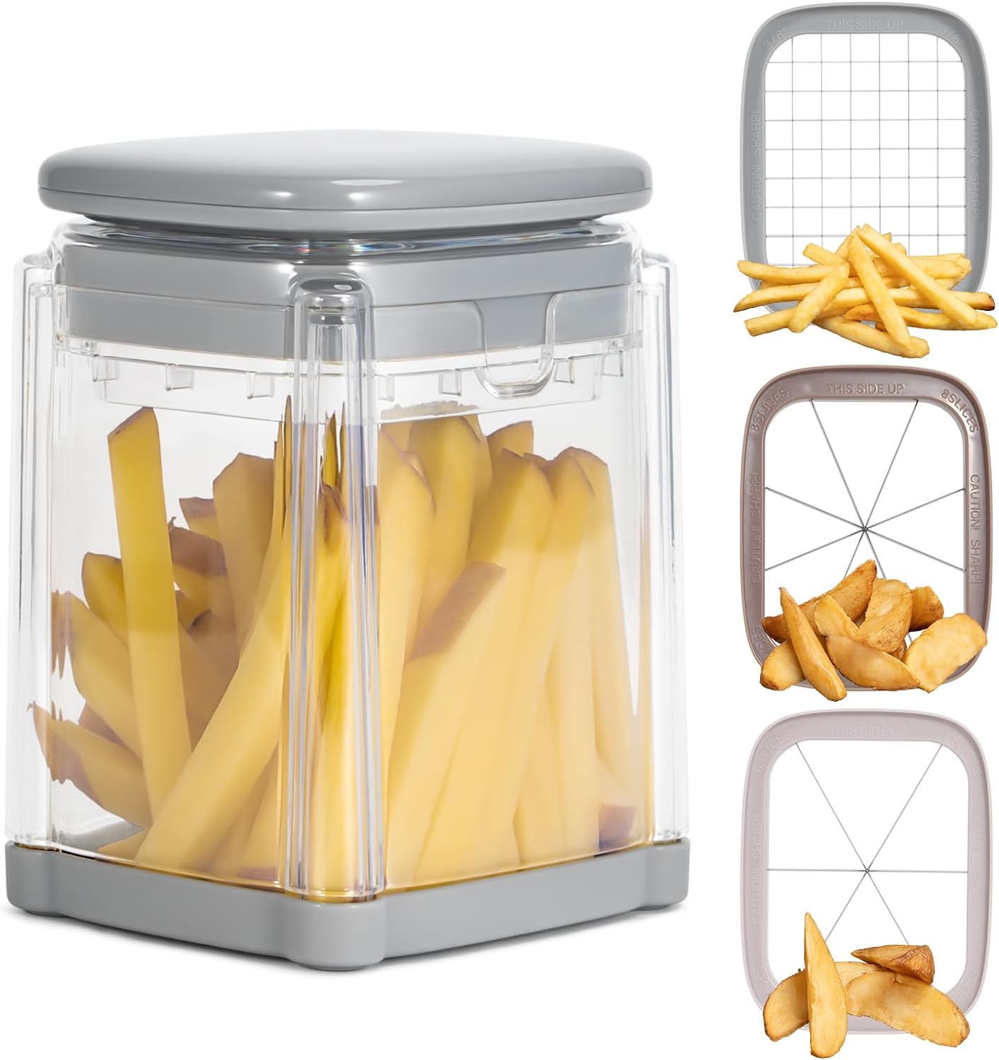 French Fry Cutter 3 in 1 Potato Onion Chopper Multifunction Egg Apple ...