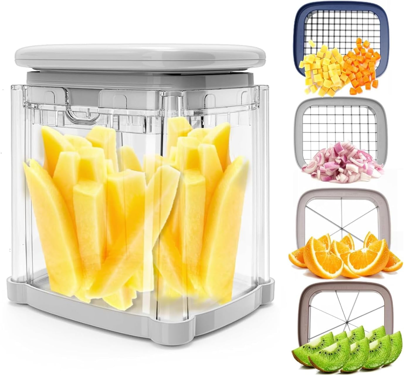 French Fry Cutter 4-in-1 – Potato Cutter for Fries, Onion Dicer, Food ...