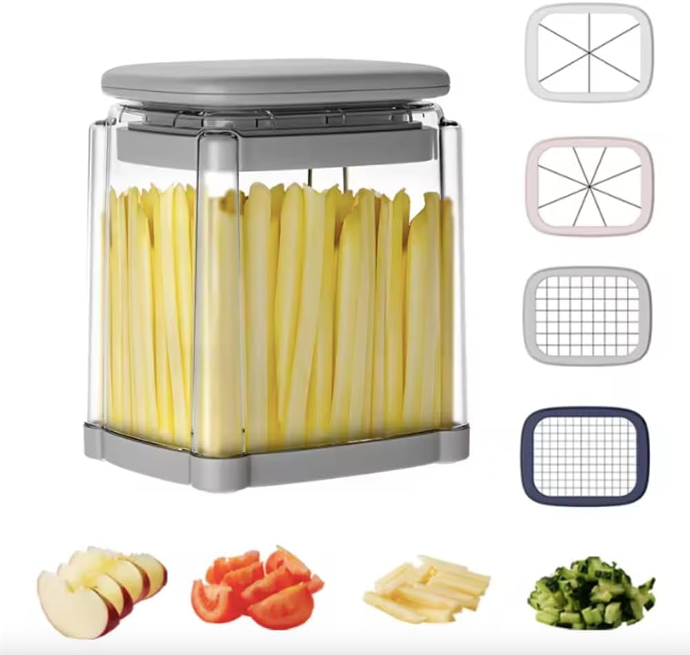 French Fry Cutter, 4 in 1 Vegetable Chopper, Manual Press Julienne ...