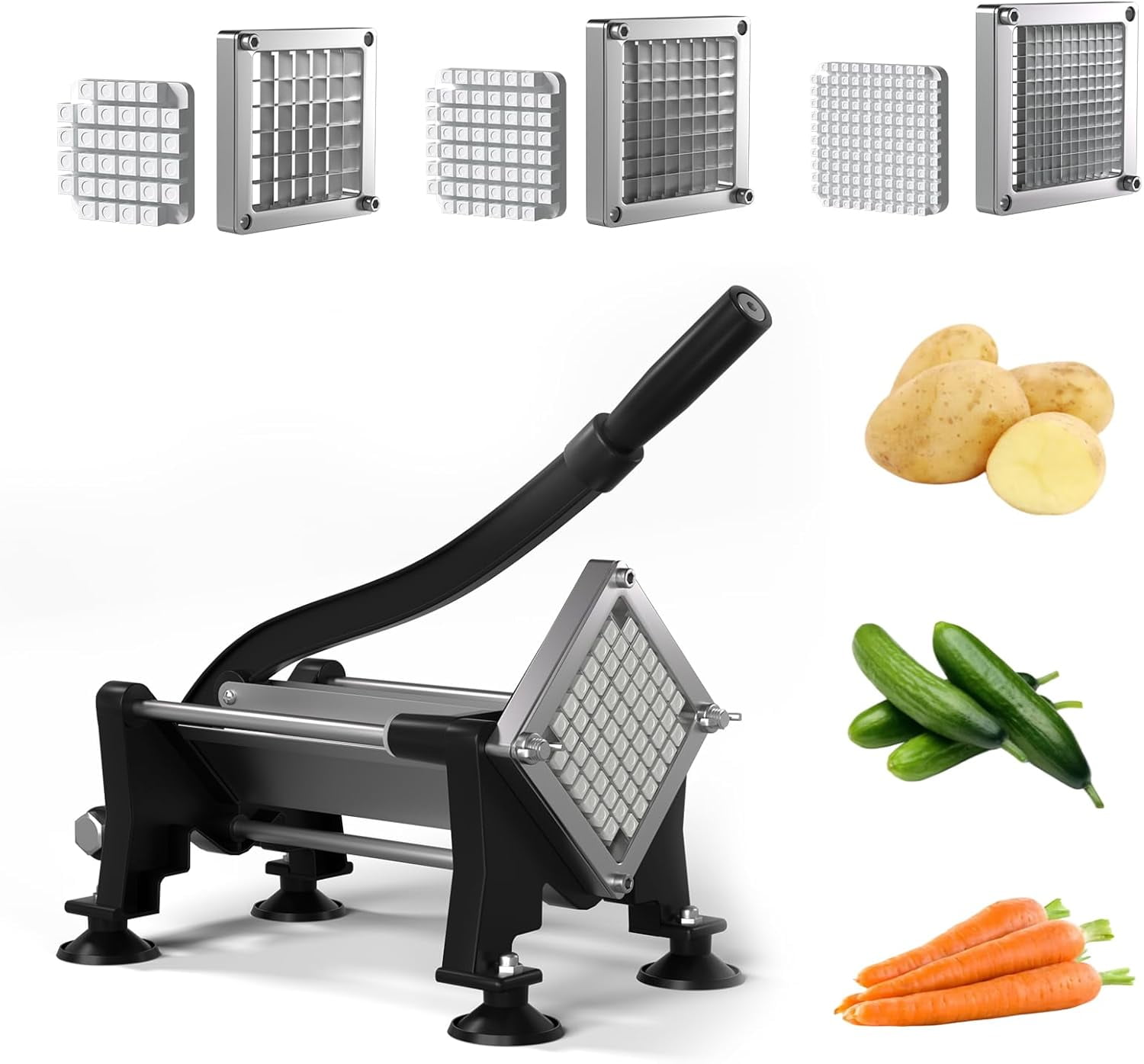 French Fry Cutter Commercial Potato Slicer with Suction Feet Complete ...