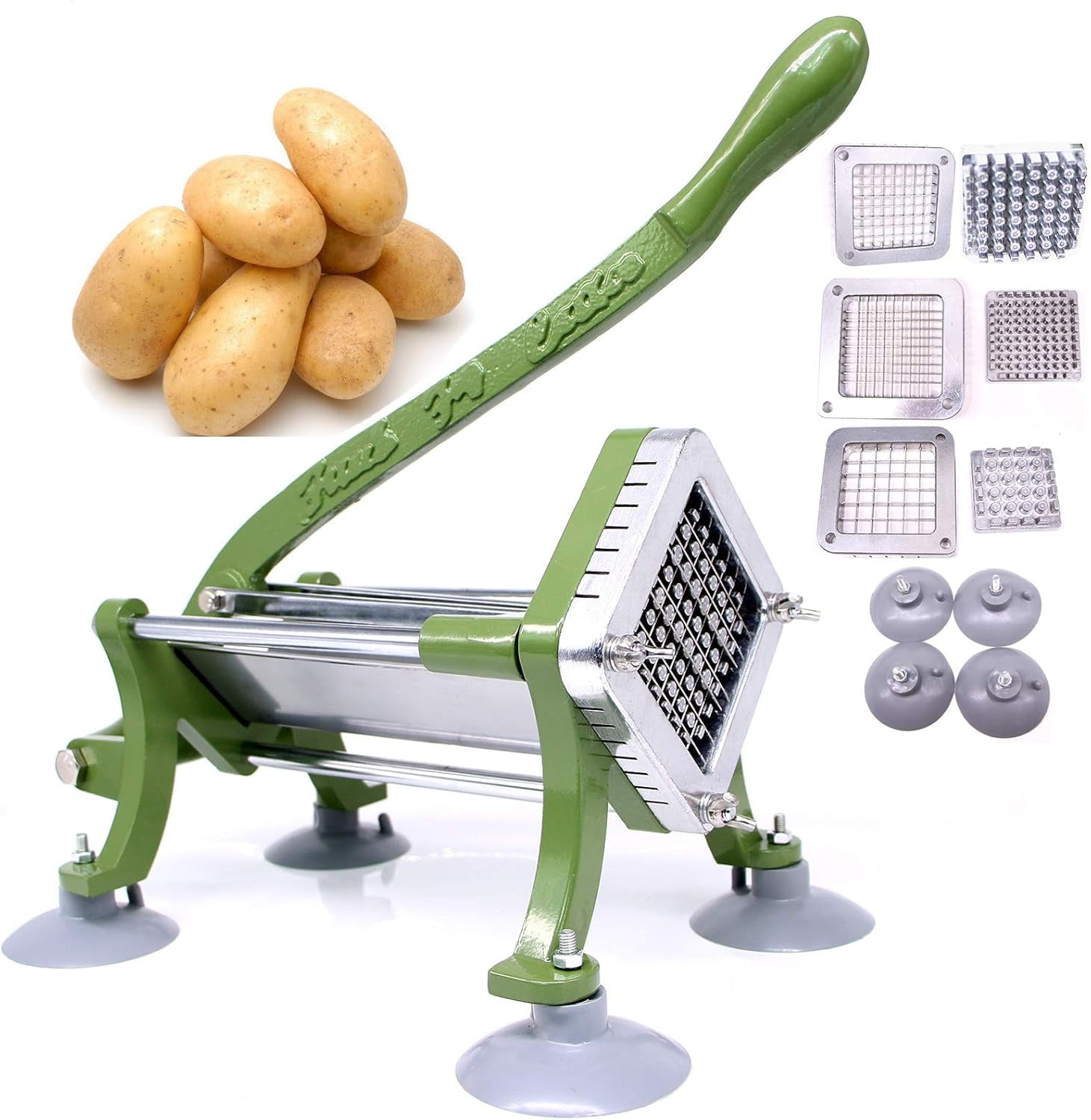 French Fry Cutter Commercial Potato Slicer with Suction Feet Complete ...