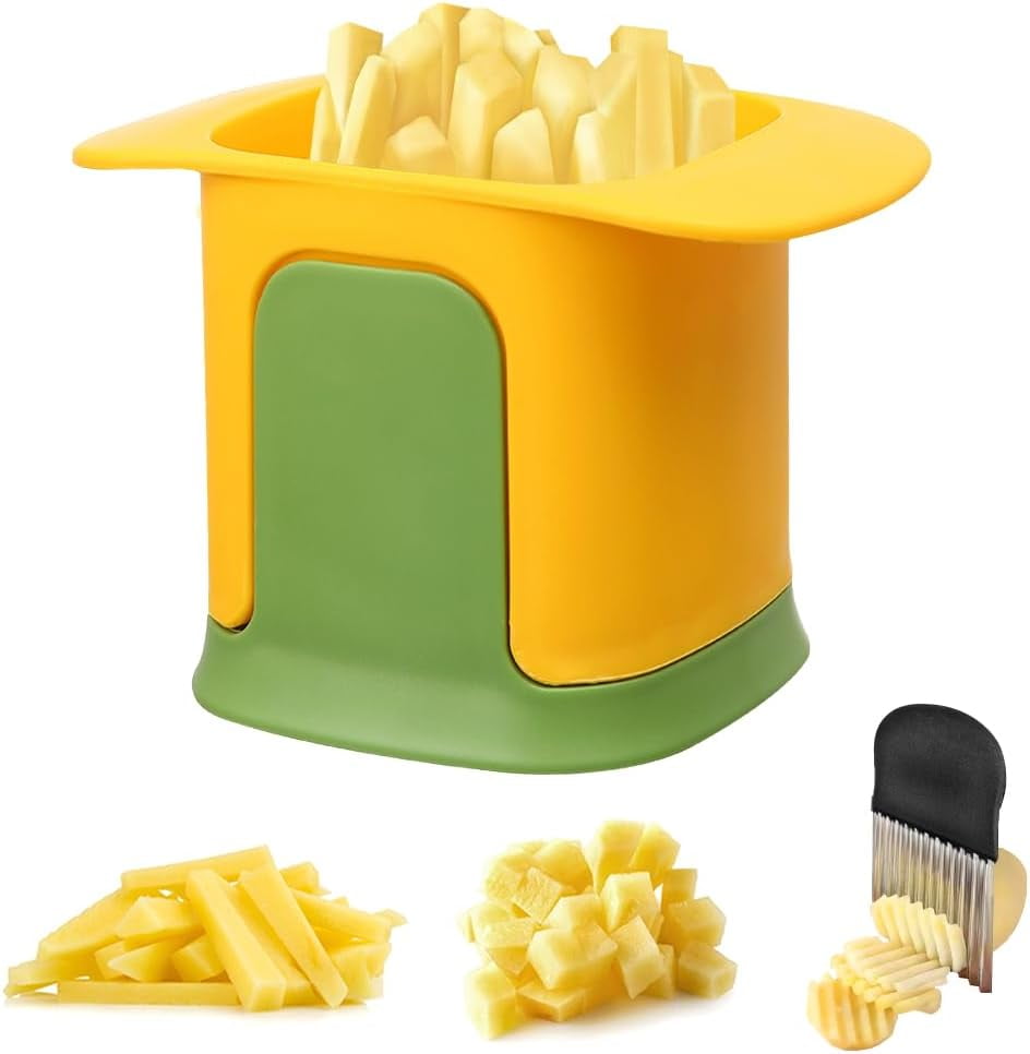 French Fry Cutter, Potato Cutter, Fast Potato Slicer with Crinkle Wavy ...