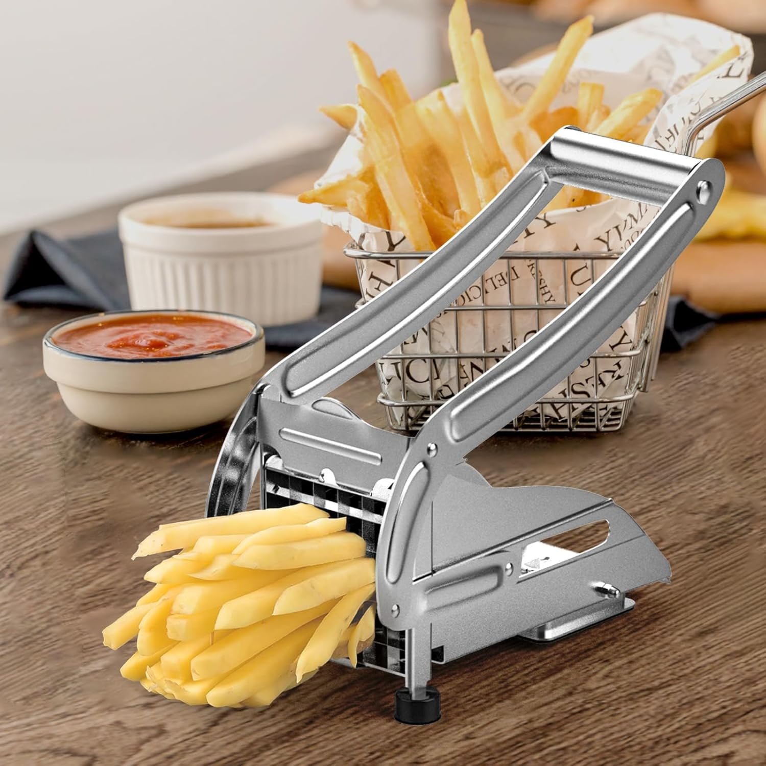 French Fry Cutter, Vegetable and Potato Slicer, Stainless Steel Potato ...