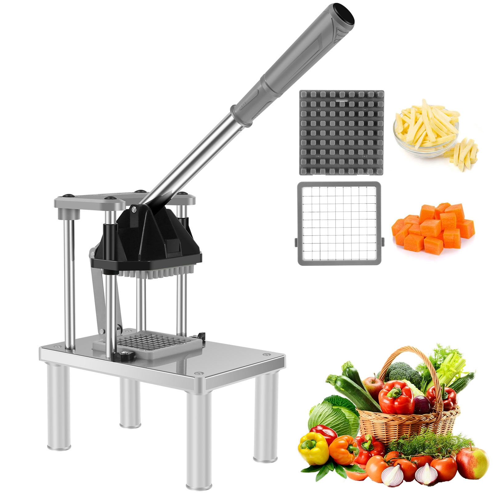French Fry Cutter with 2 Blades,Professional Potato Cutter Stainless ...