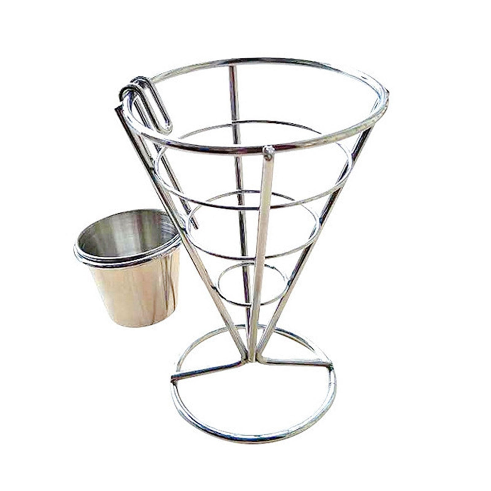 French Fry Stand Basket Construction Spiral Cone Shape Iron Chrome ...