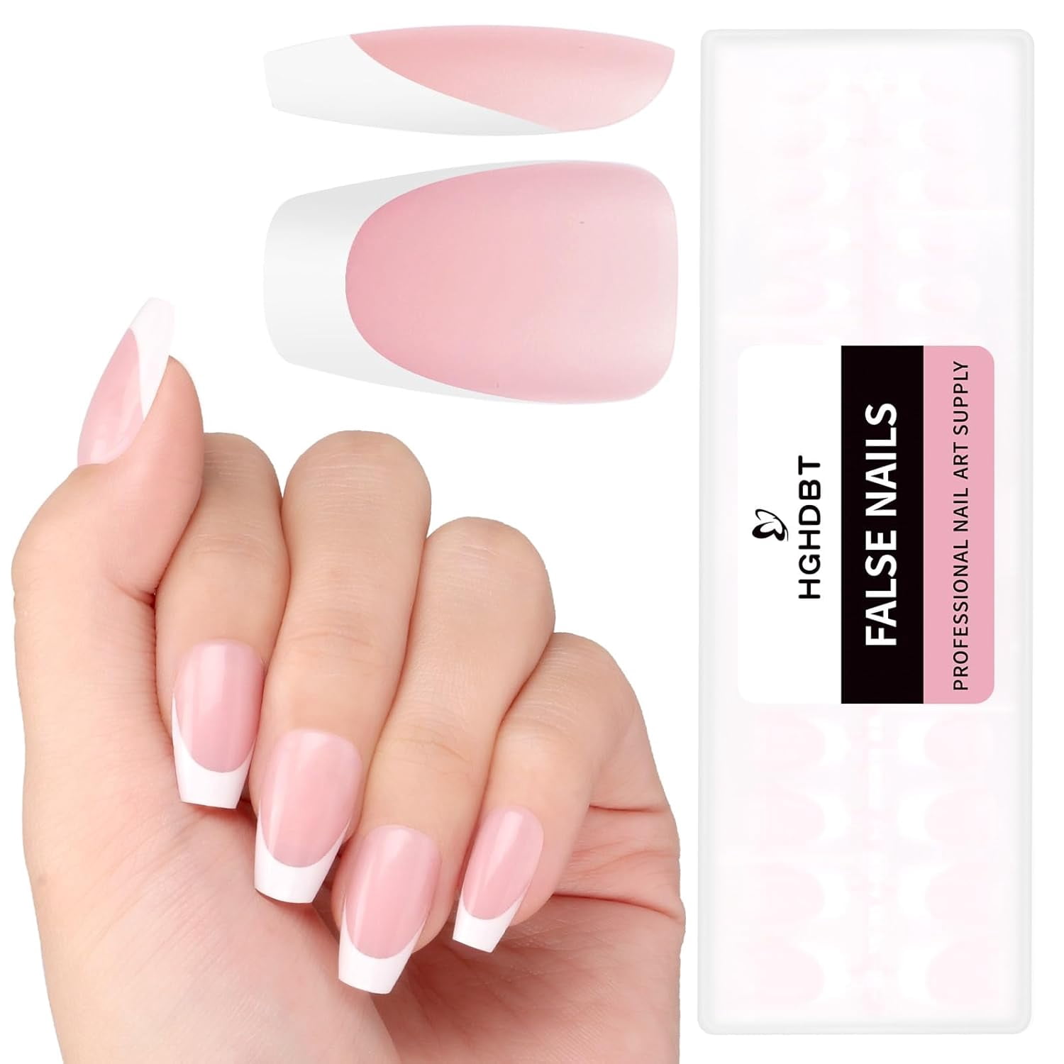 French Gel Nail Tips - 240PCS French Tip Press on Nails Pink Short ...