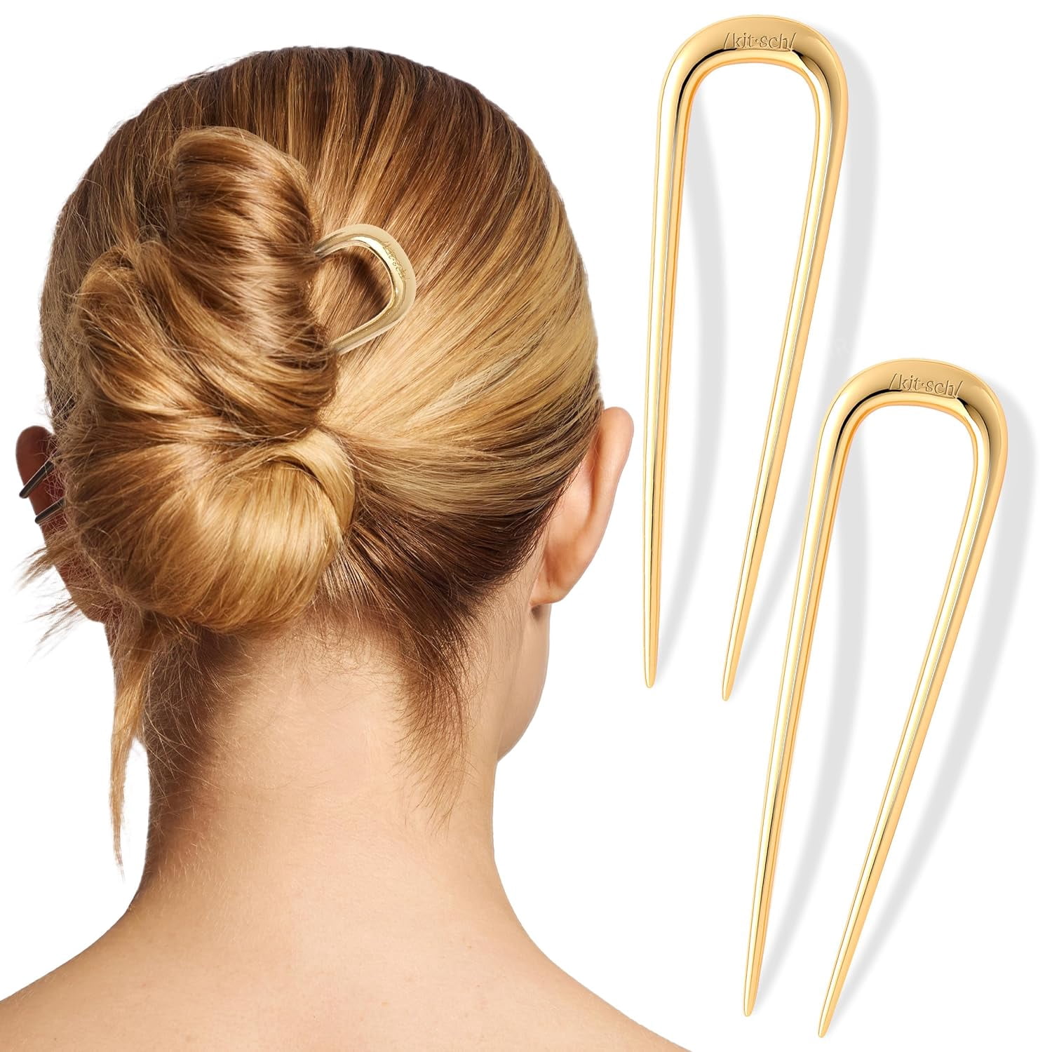 French Hair Pin for Women, Zinc Alloy U-Shaped Hair Fork for Buns ...