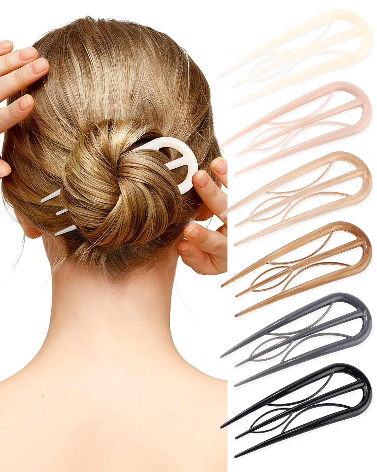 French Hair Pin for Women - U-Shaped Hair Fork for Updos, Chignons ...