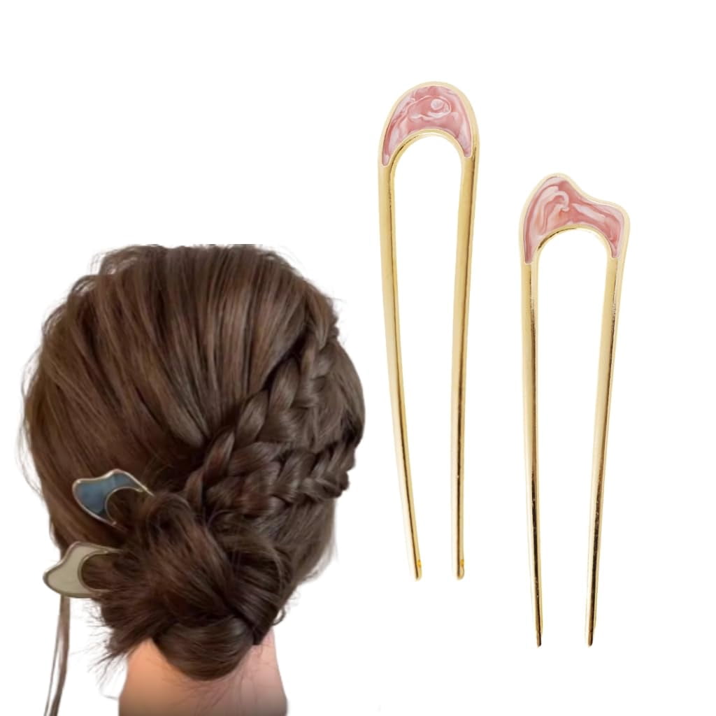 French Hair Pins, U-shaped Hair Pins for Women for French Twist Hair, 2 ...