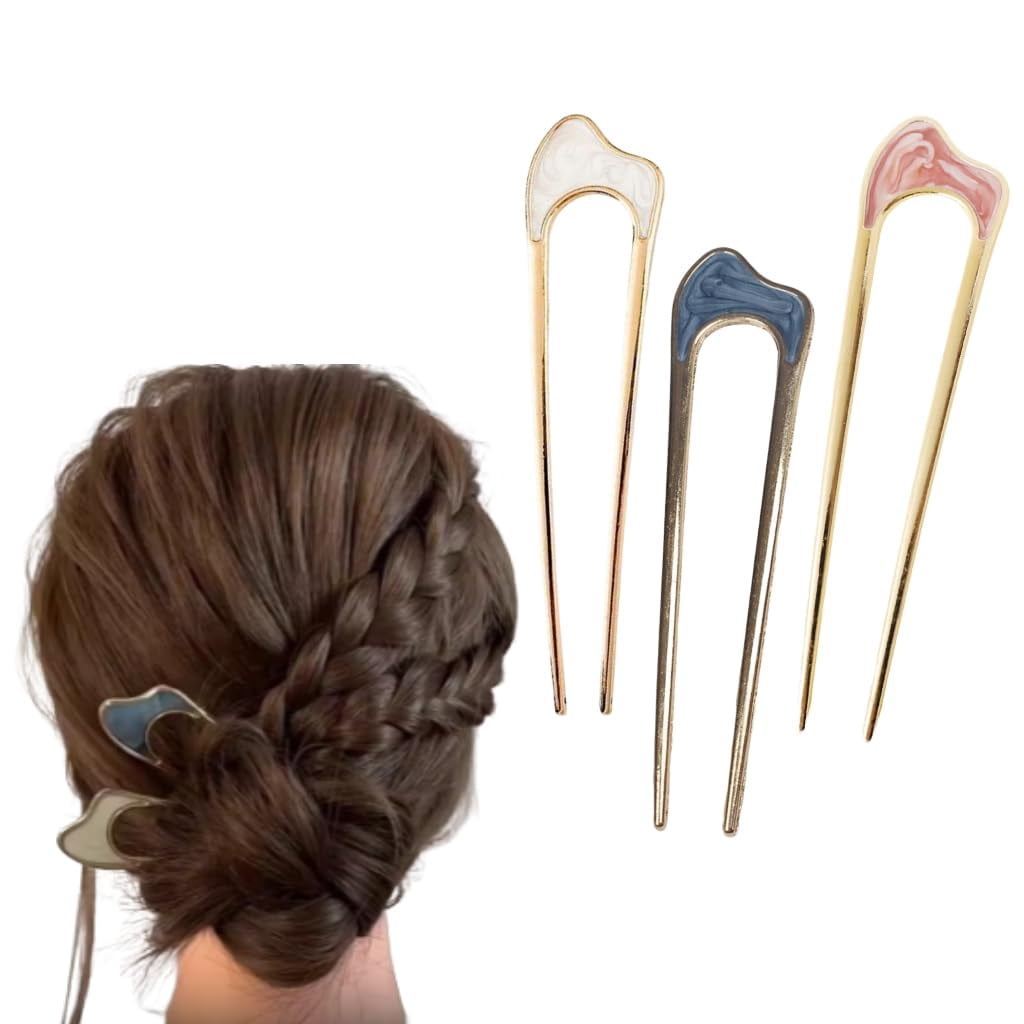 French Hair Pins, U-shaped Hair Pins for Women for French Twist Hair, 2 ...