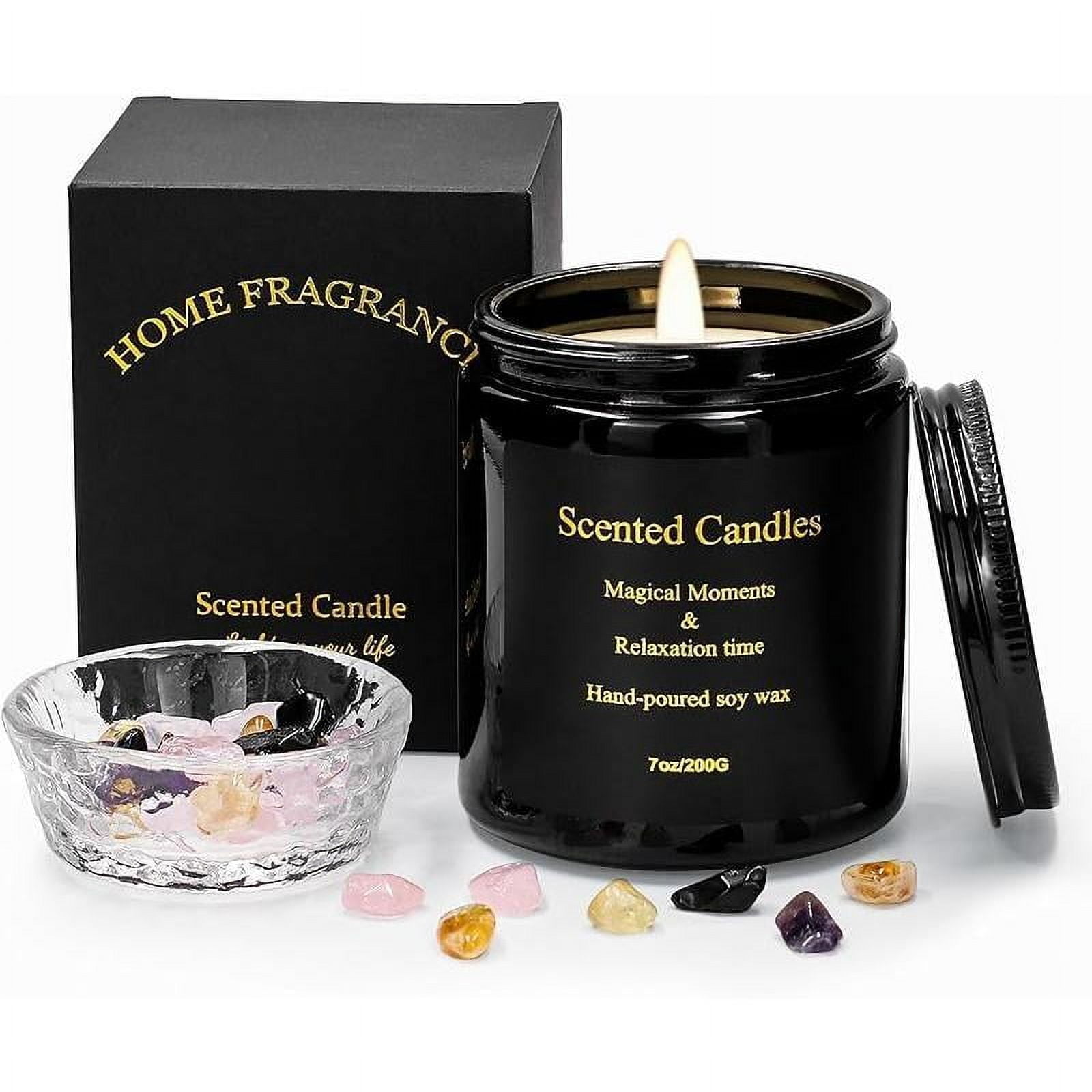 French Juniper Lavender Scented Candles Set with Healing Crystals for ...