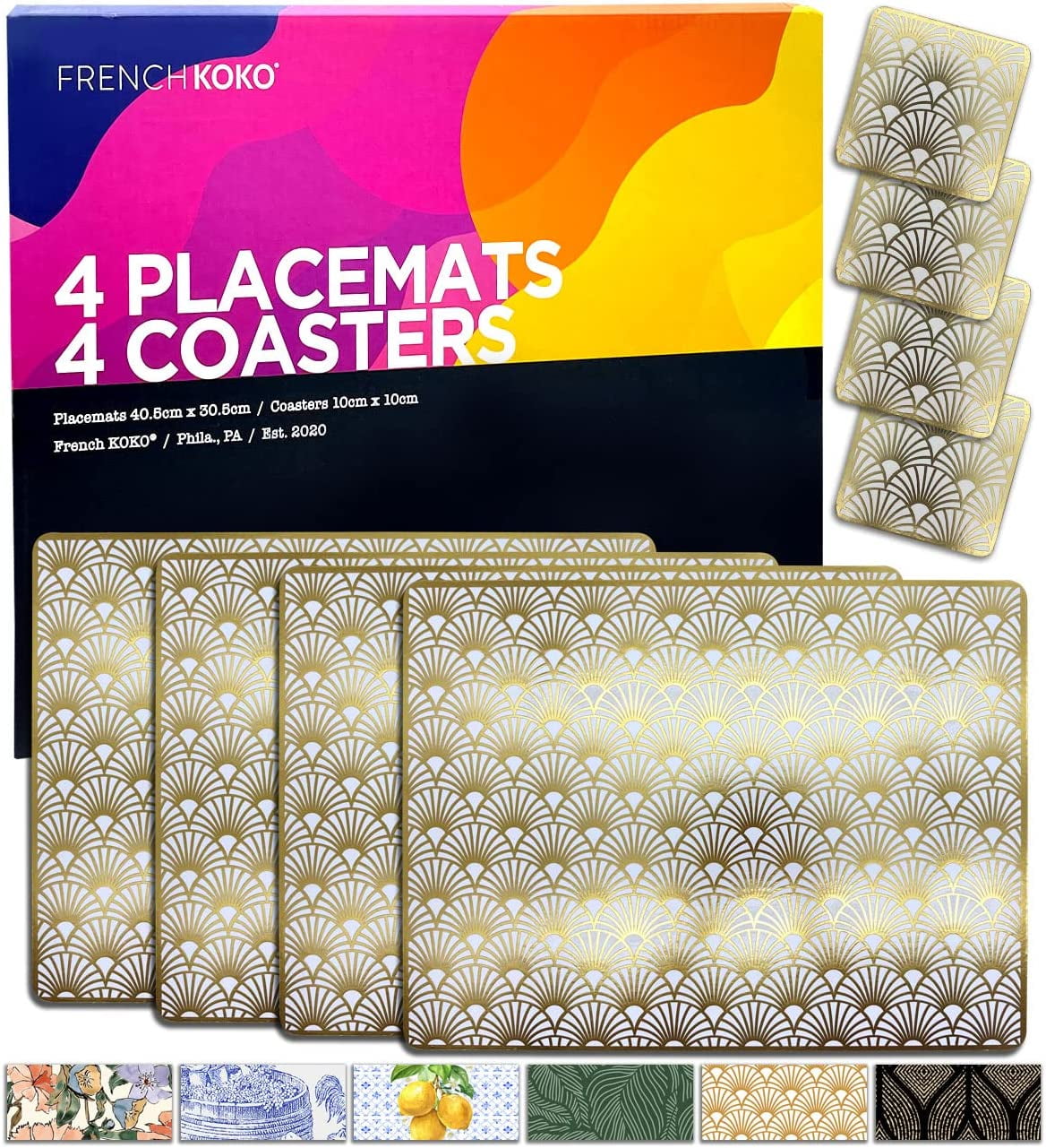 French KOKO 8 pc Heat Resistant Cork Placemats and Coasters for Dining ...