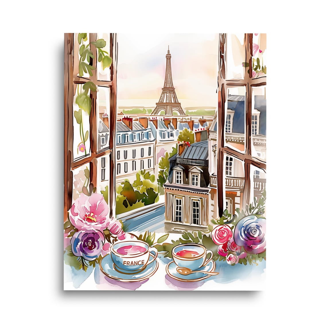 French Kitchen Print, Eiffel Tower View Art, Paris Tea Print, France ...
