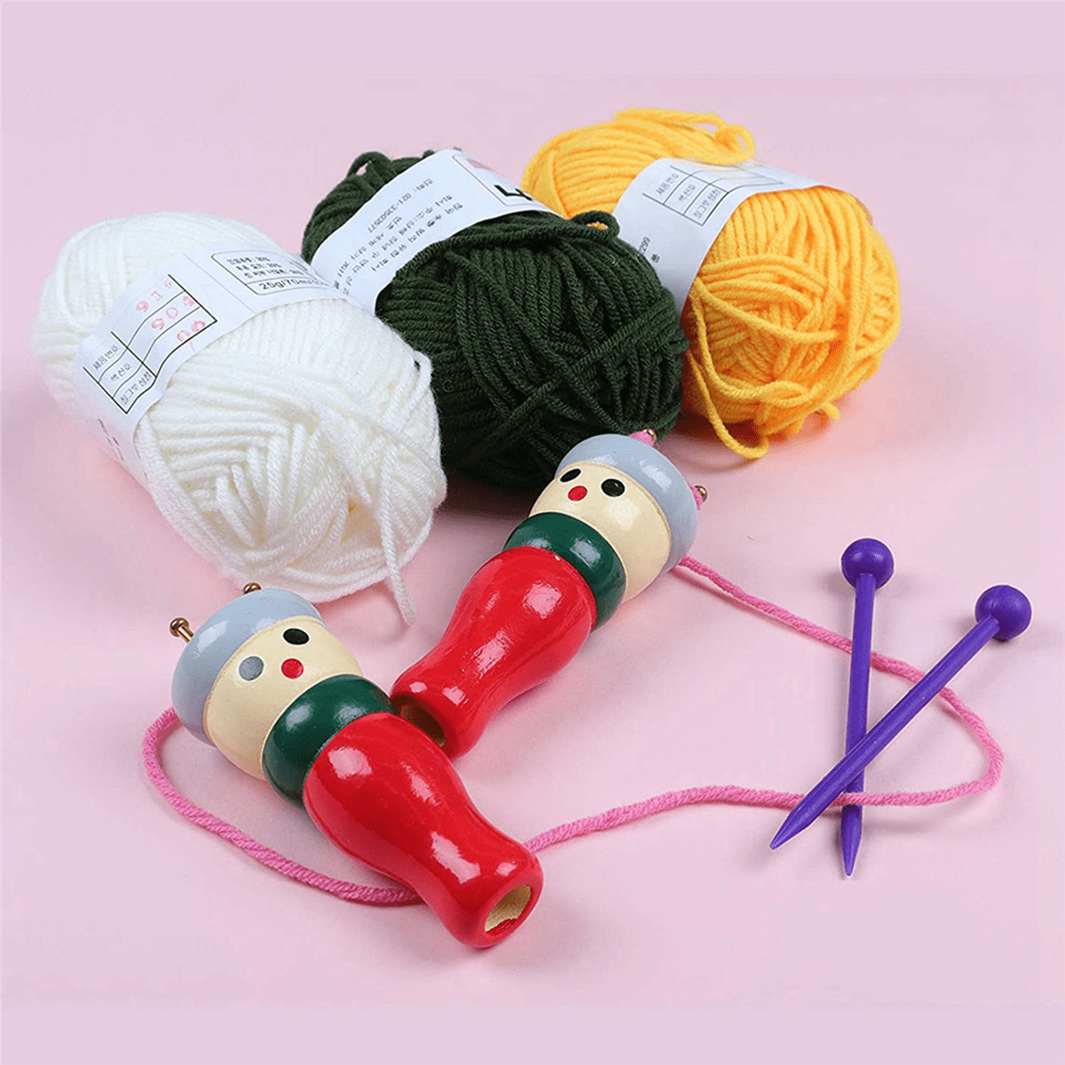 Knitter Tool 4 Pack, Wooden Knitting Set Spool Knitting Doll Knitting ...