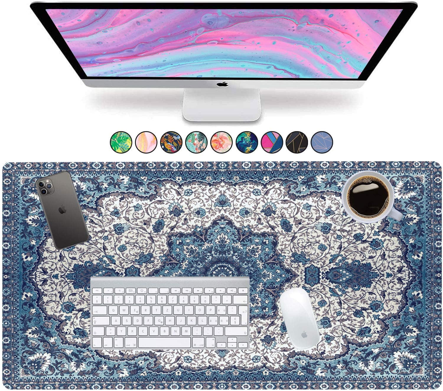French Koko Large Desk Mat, Desktop Top Mouse Pad, Cute Oriental Rug ...