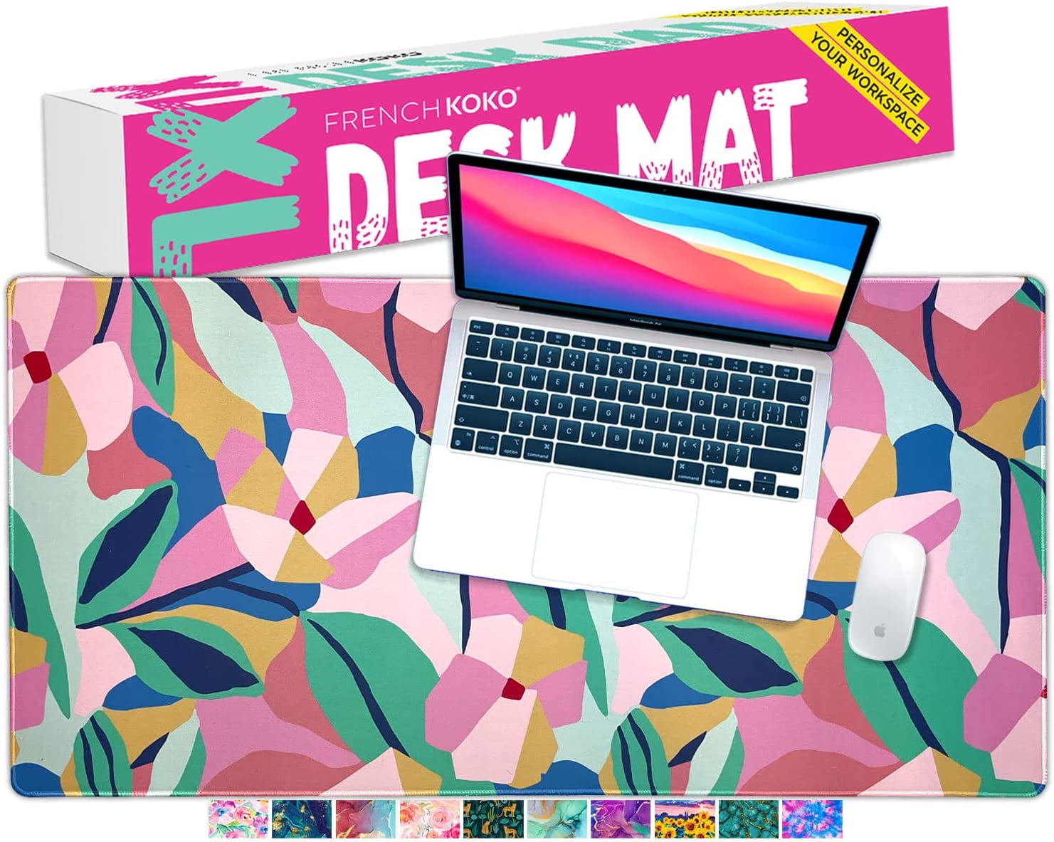 French KOKO Pink-a-Bloom XL Mouse Pad, Multi-color: Electronics ...