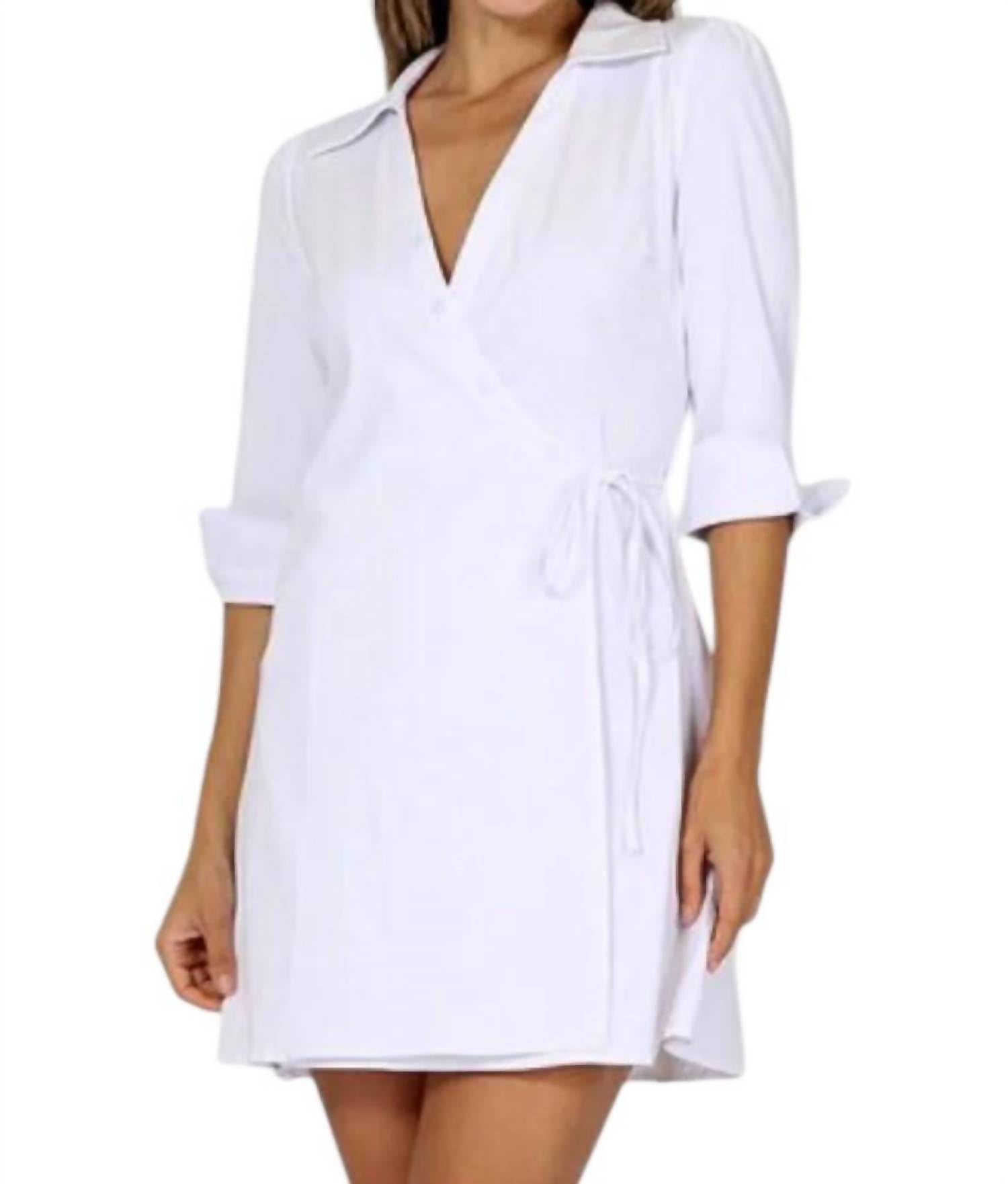 French Kyss Emily Wrap Side Tie Mini Dress - Walmart.com