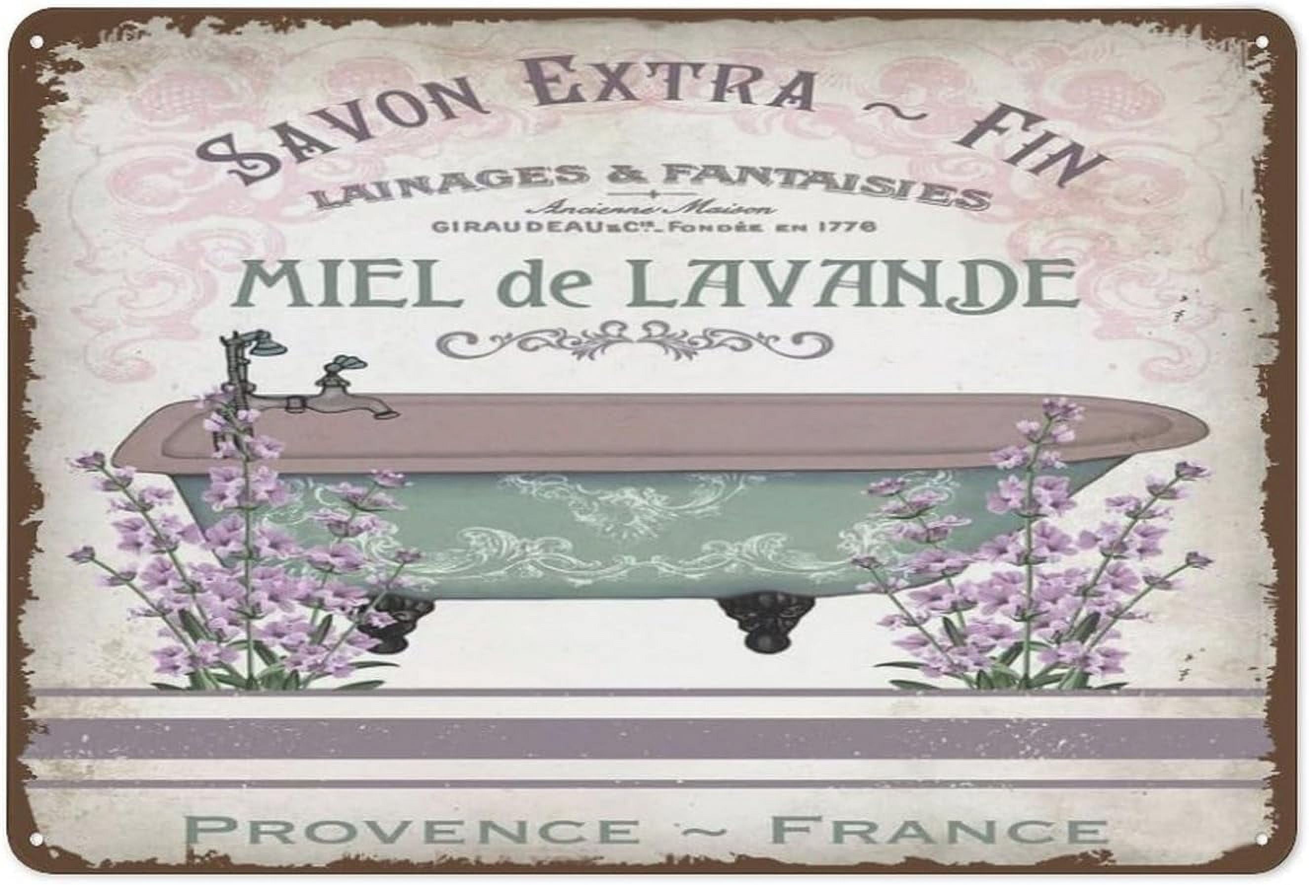 French Label Lavender Funny Novelty Metal Tin Sign Retro Wall Decor for ...