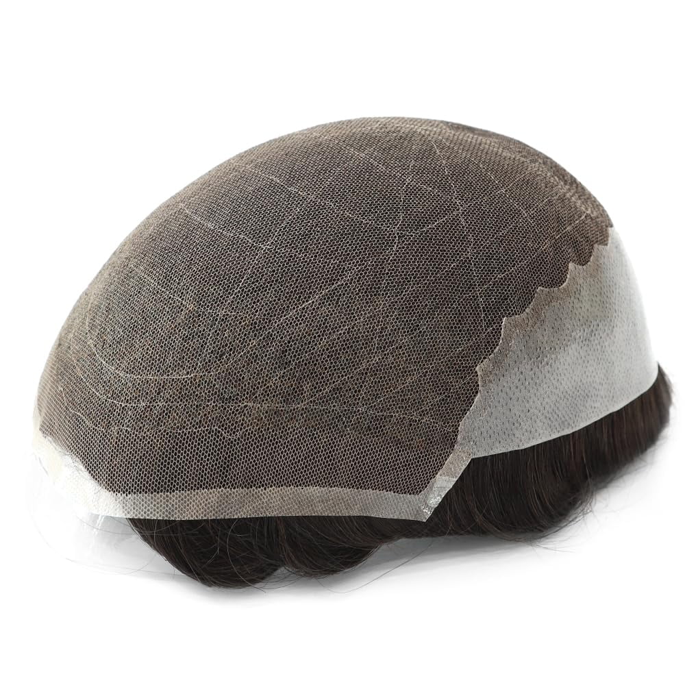 French Lace Front and Center Thin Skin Back&Sides Men Toupee Hair ...